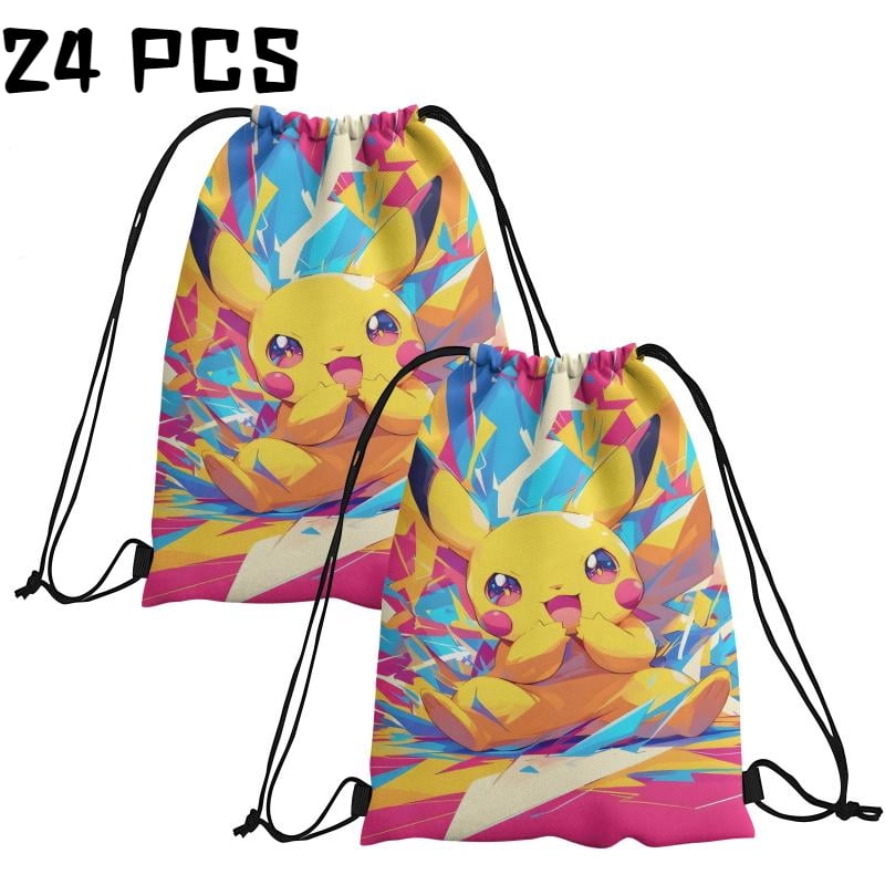 Lheaggik 24 packs Pokemon candy drawstring bag drawstring goodie favor bags for boys and girls ...