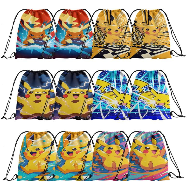 Lheaggik 24 pcs Poke-mon candy drawstring bag Pikachu drawstring goodie favor bags for boys and ...