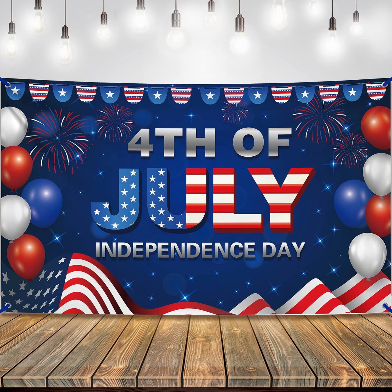 Lheaggik 4th of July Banner - 5.9X3.6 FT | 4th of July Backdrop for 4th ...