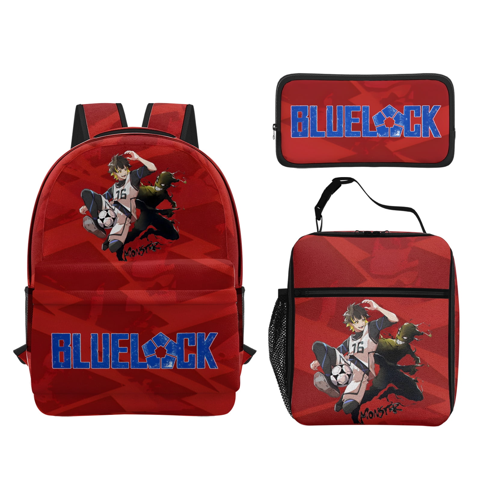 Lheaggik Cartoon Anime Blue Lock Backpack, 3Pcs Anime Backpack Cute ...