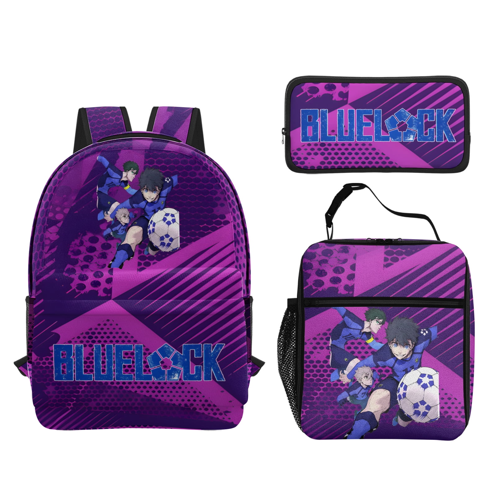 Lheaggik Cartoon Anime Blue Lock Backpack, 3Pcs Anime Backpack Cute ...