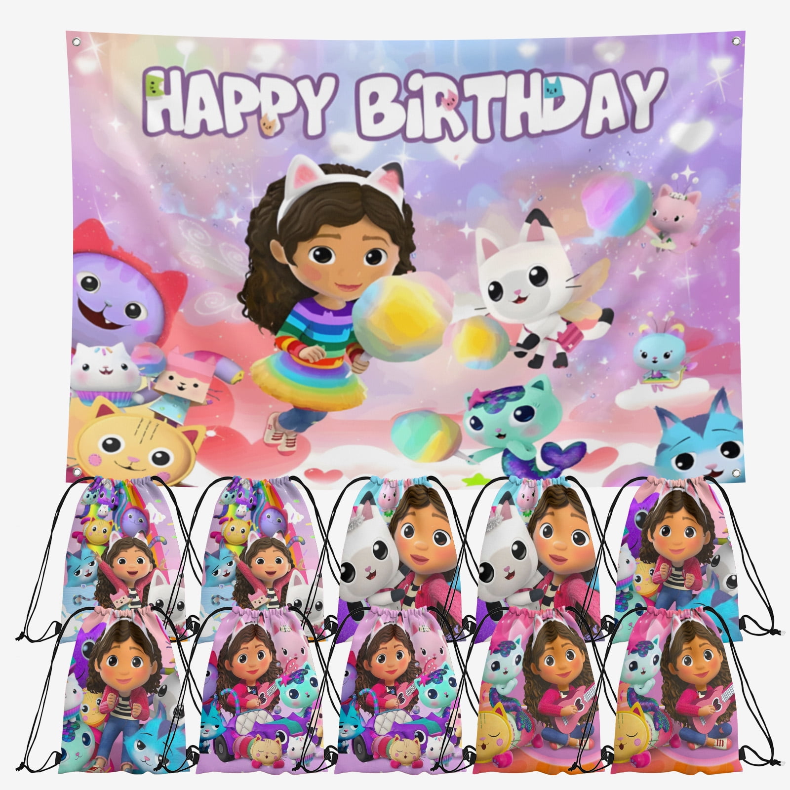 Lheaggik Cartoon Character Gabby Happy Birthday Party Supplies,10 ...