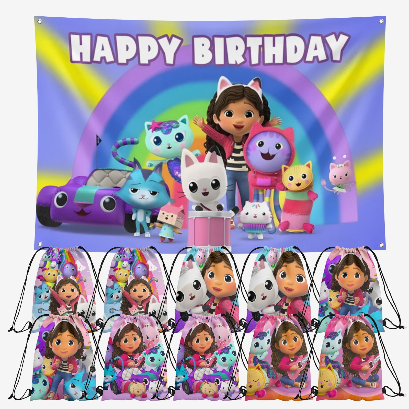 Lheaggik Cartoon Character Gabby Happy Birthday Party Supplies,10 ...