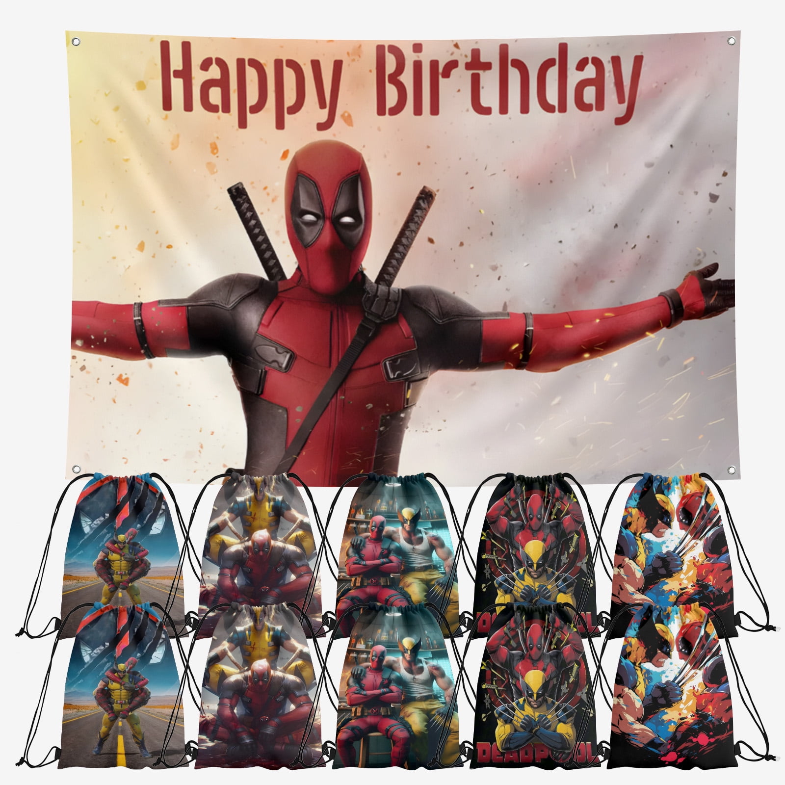 Lheaggik Cartoon Deadpool Happy Birthday Party Supplies,10 Pieces Happy ...