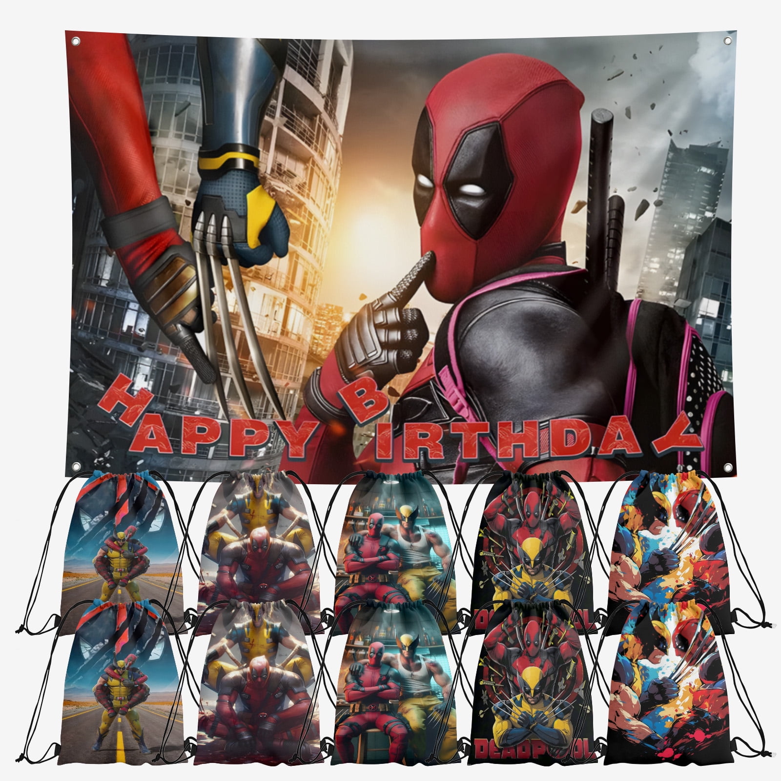 Lheaggik Cartoon Deadpool Happy Birthday Party Supplies,10 Pieces Happy ...