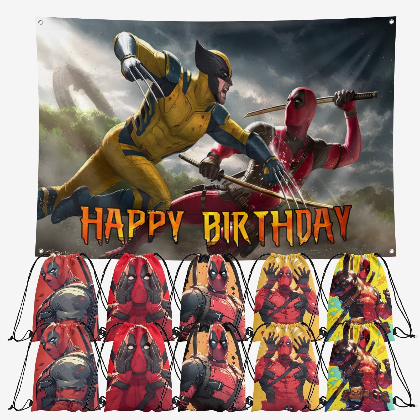 Lheaggik Cartoon Deadpool Happy Birthday Party Supplies,10 Pieces Happy ...