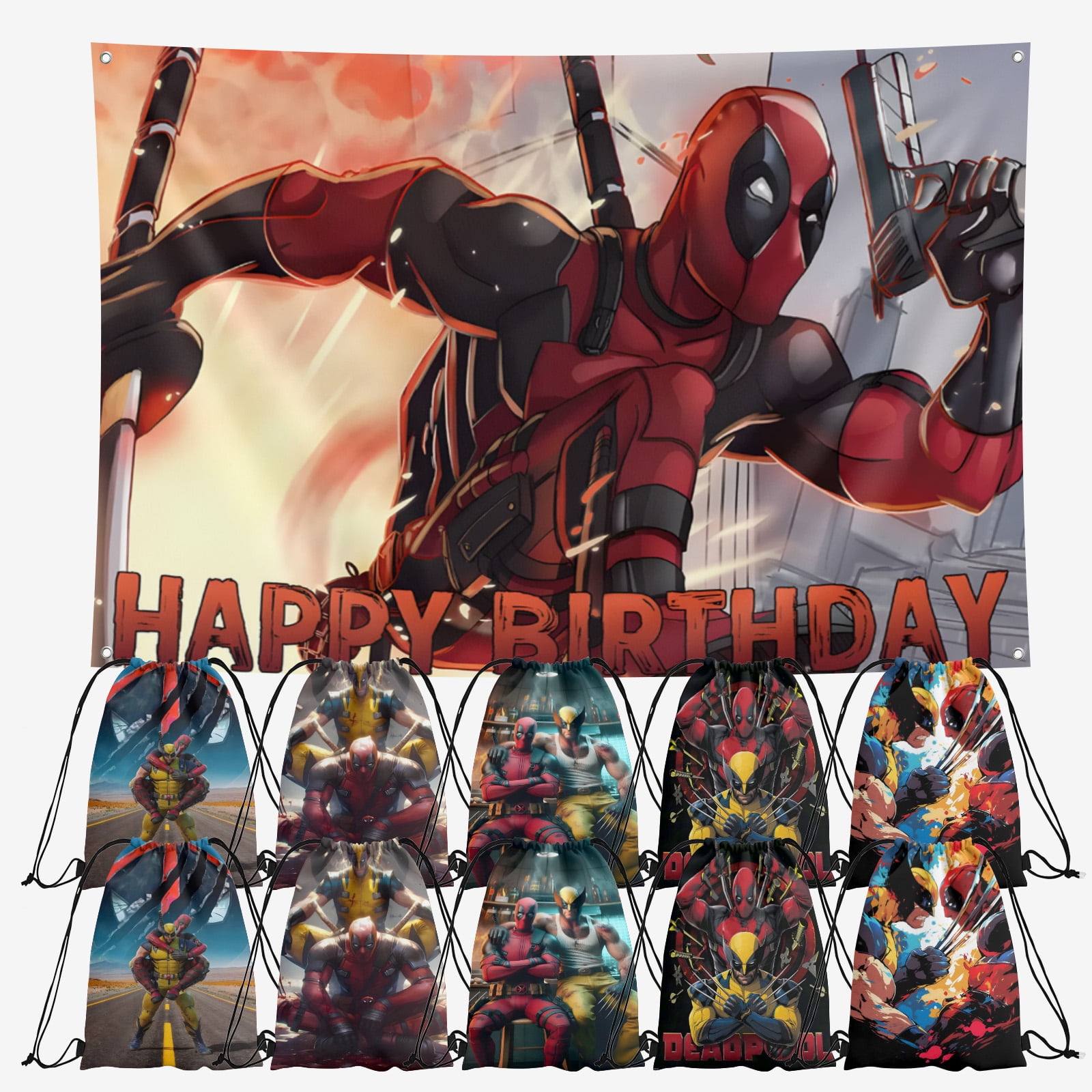 Lheaggik Cartoon Deadpool Happy Birthday Party Supplies,10 Pieces Happy ...