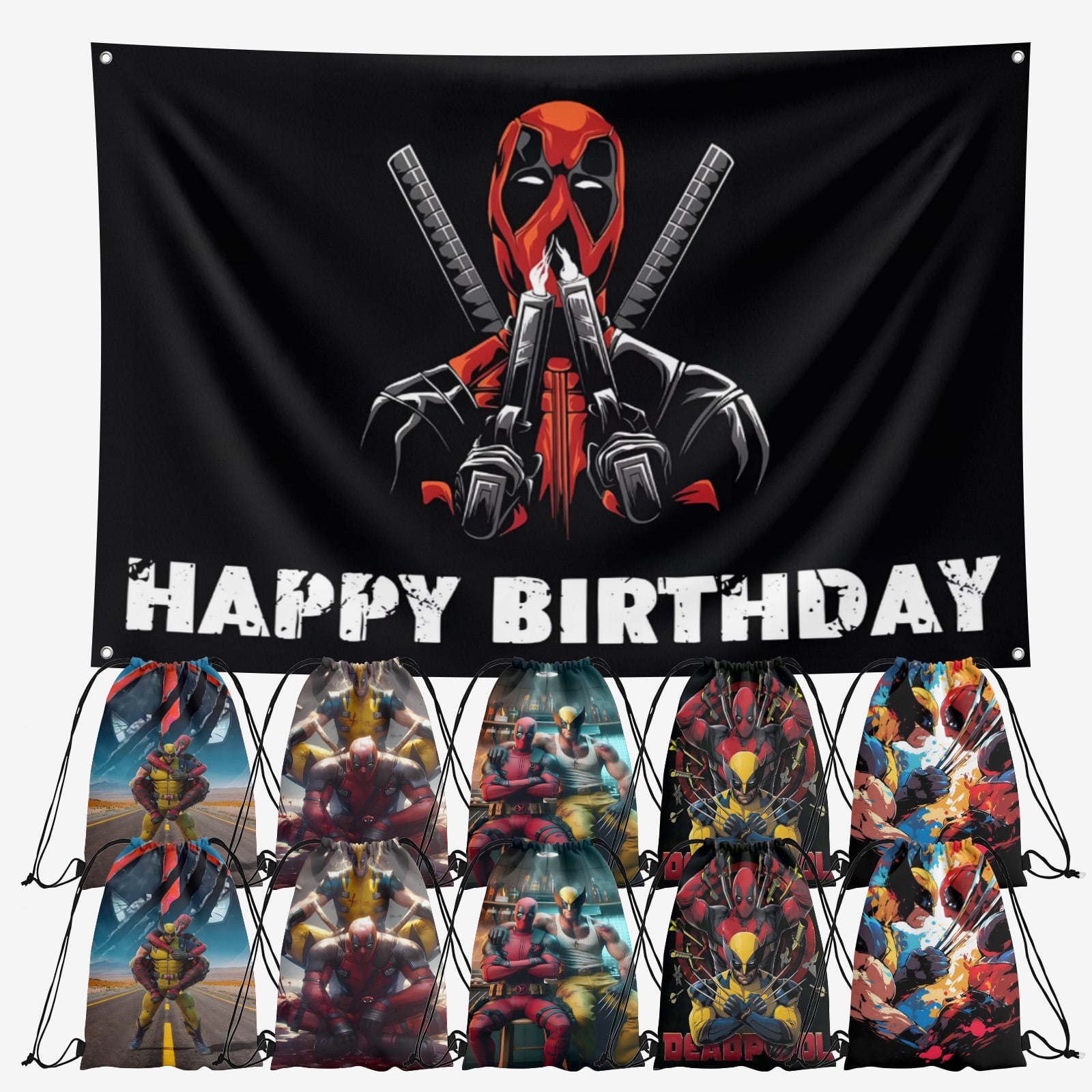 Lheaggik Cartoon Deadpool Happy Birthday Party Supplies,10 Pieces Happy ...