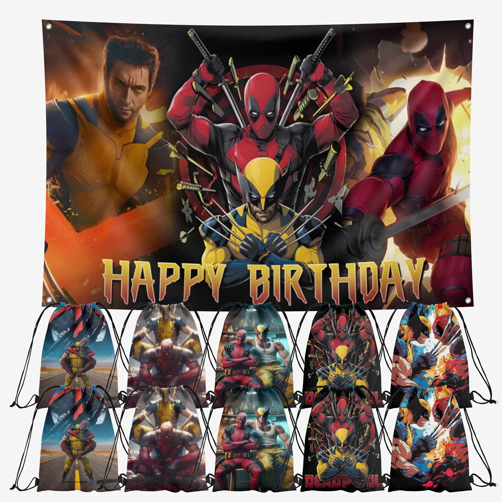 Lheaggik Cartoon Deadpool Happy Birthday Party Supplies,10 Pieces Happy ...