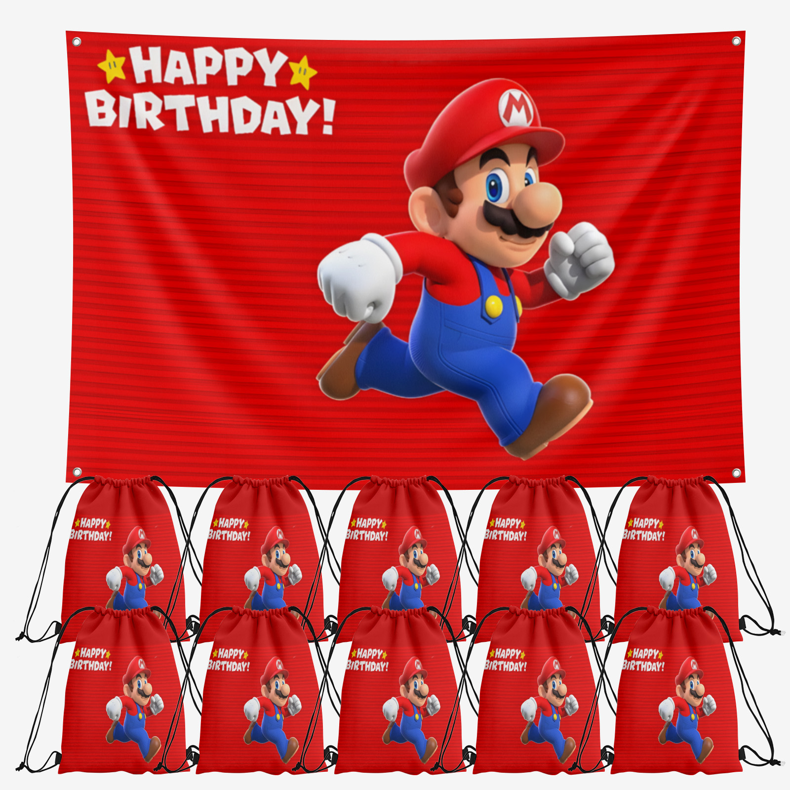 Lheaggik Cartoon MARI0 Happy Birthday Party Supplies,10 Pieces Happy ...