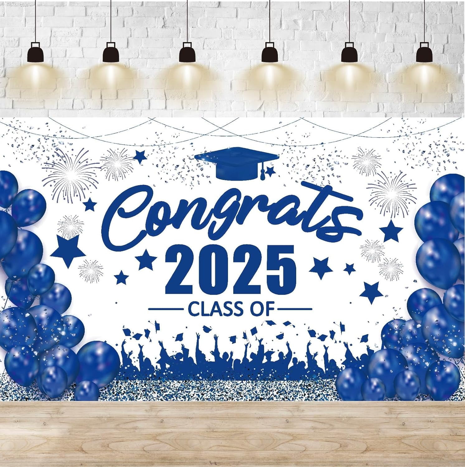 Lheaggik Congrats Class of 2025 Banner Blue White Graduation ...