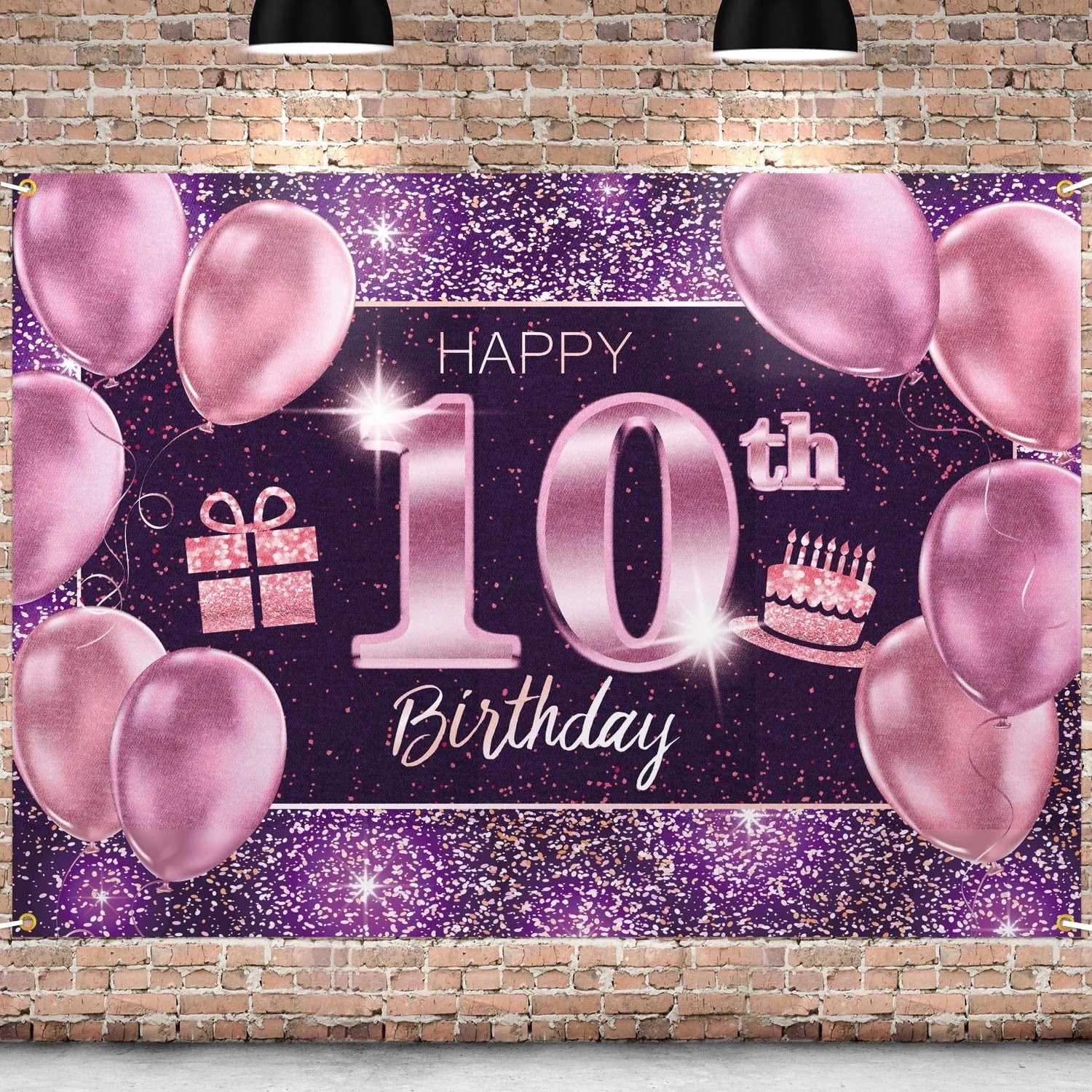 Lheaggik Happy 10th Birthday Backdrop Banner, 10th Birthday Decorations ...