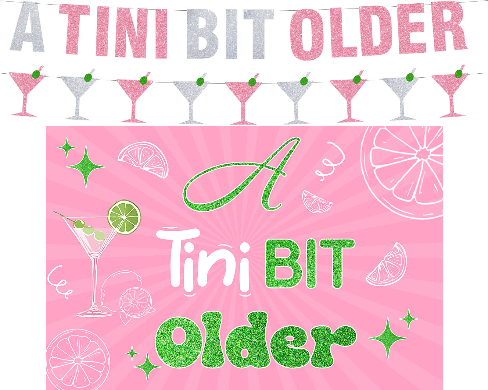 Lheaggik Happy Birthday Banner Set A Tini Bit Older Birthday Backdrop ...