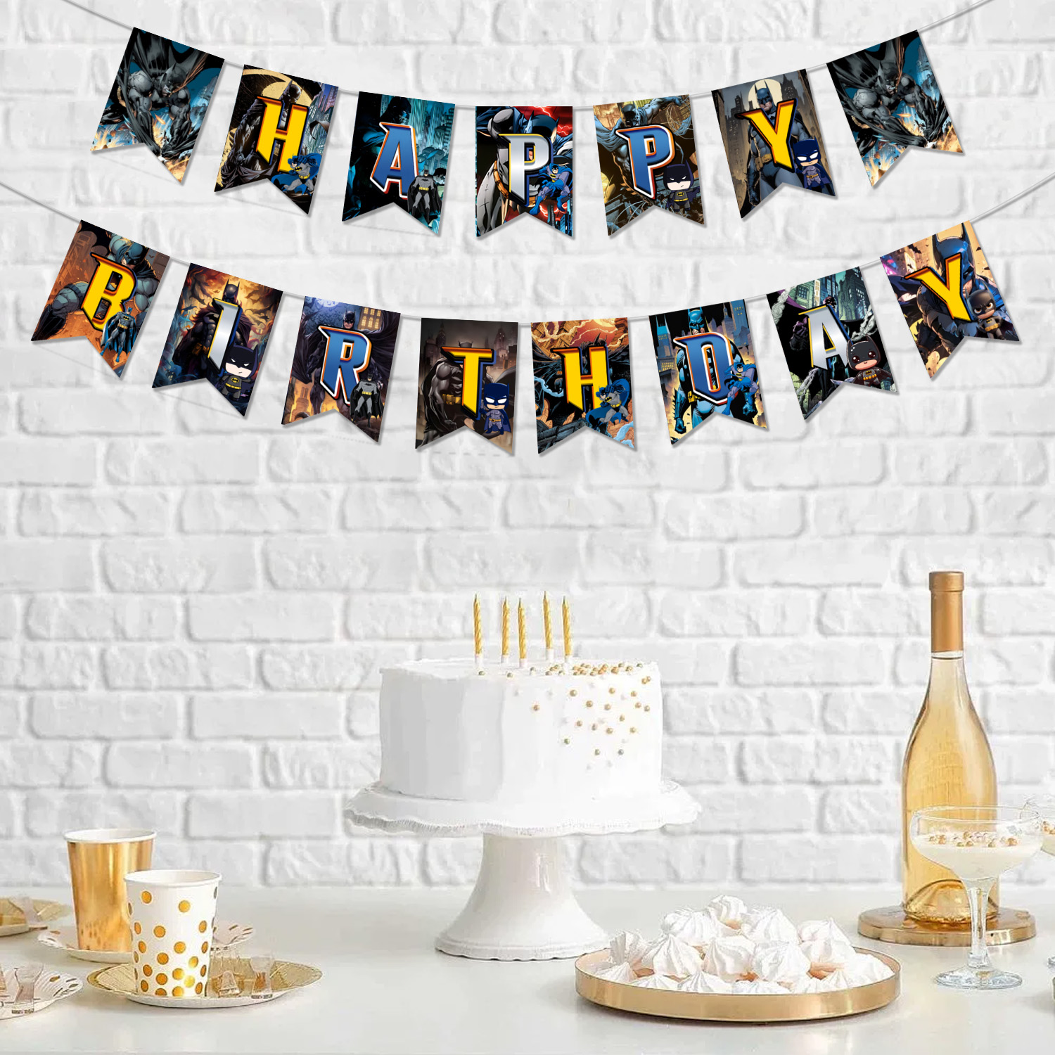 Lheaggik Happy Birthday Banner banner Cartoon Anime Theme Batman Happy ...
