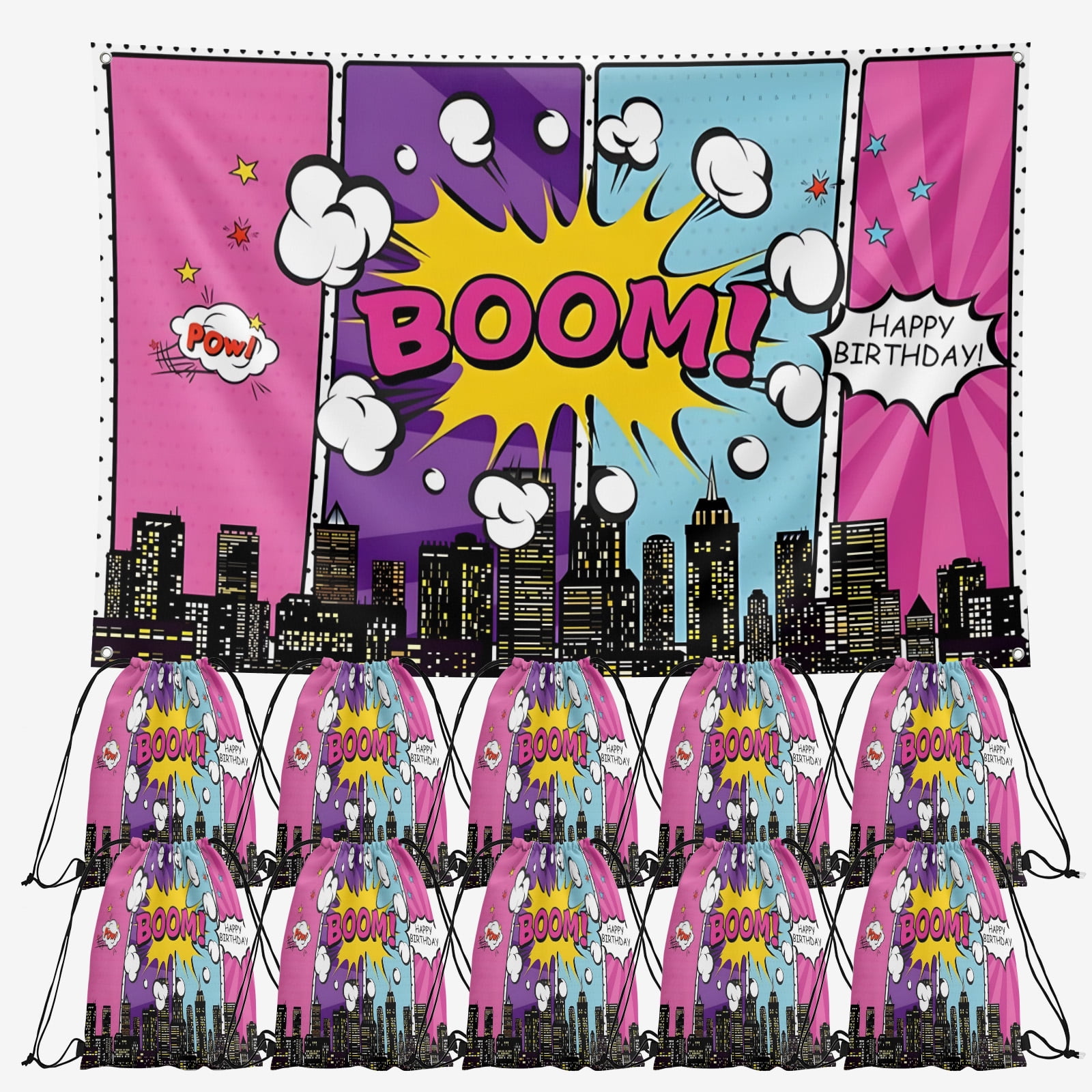 Lheaggik Happy Birthday Party Supplies,10 Pieces Happy Birthday Candy Drawstring Bag Include a ...