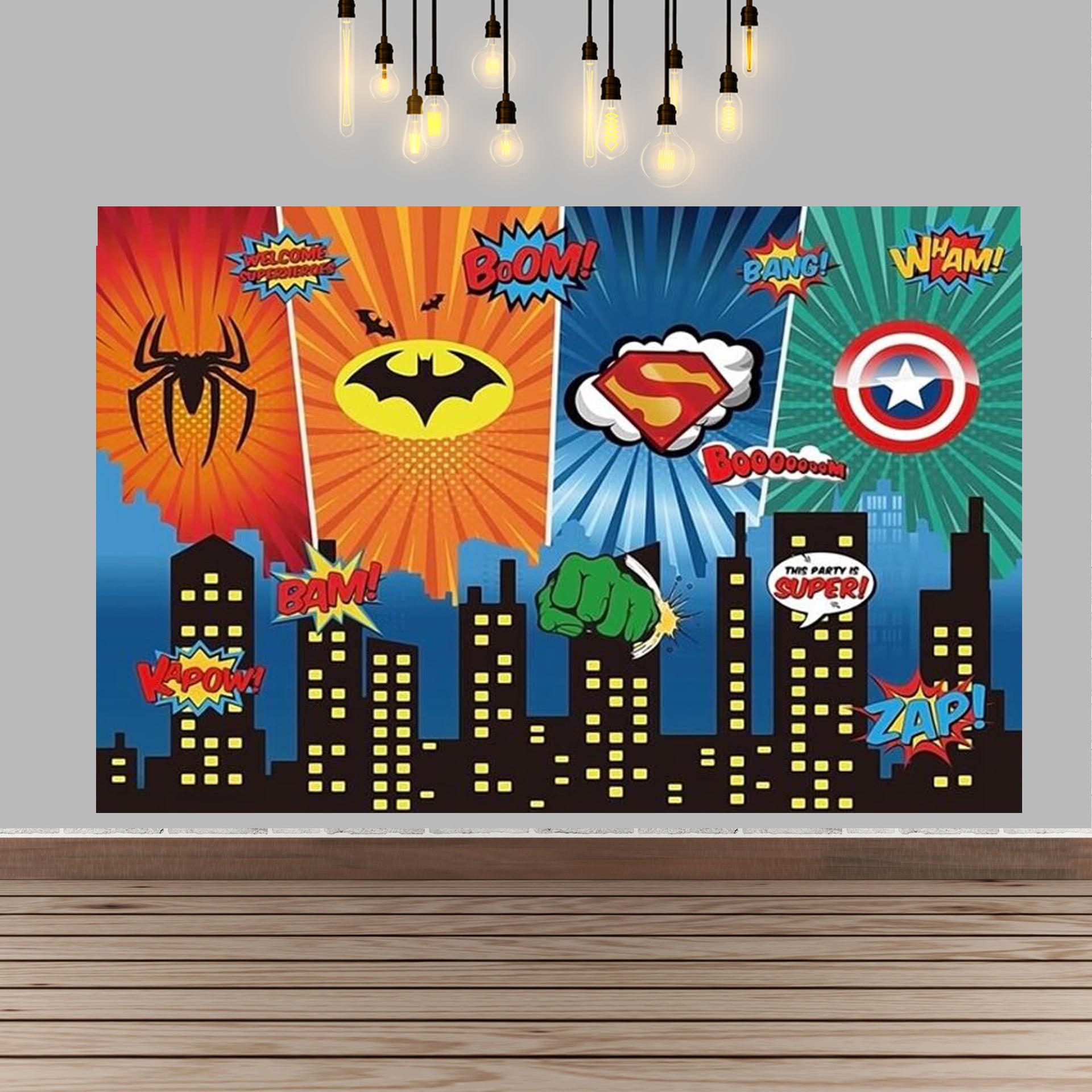 Lheaggik Hero Cityscape Photography Backdrop 5x3ft Comic Buildings for ...