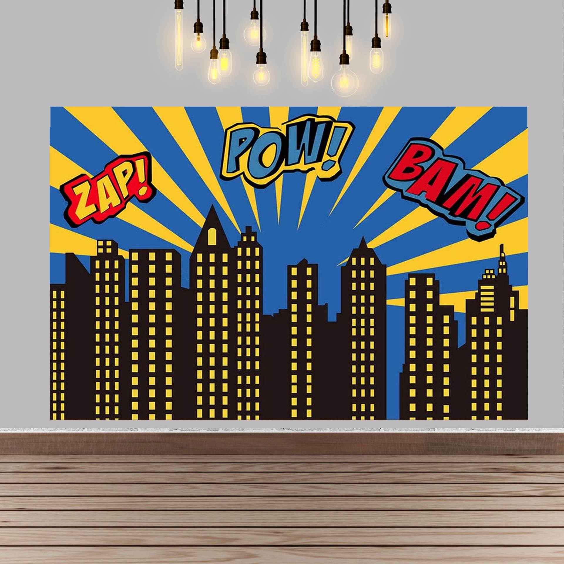 Lheaggik Hero Cityscape Photography Backdrop 5x3ft Comic Buildings for ...