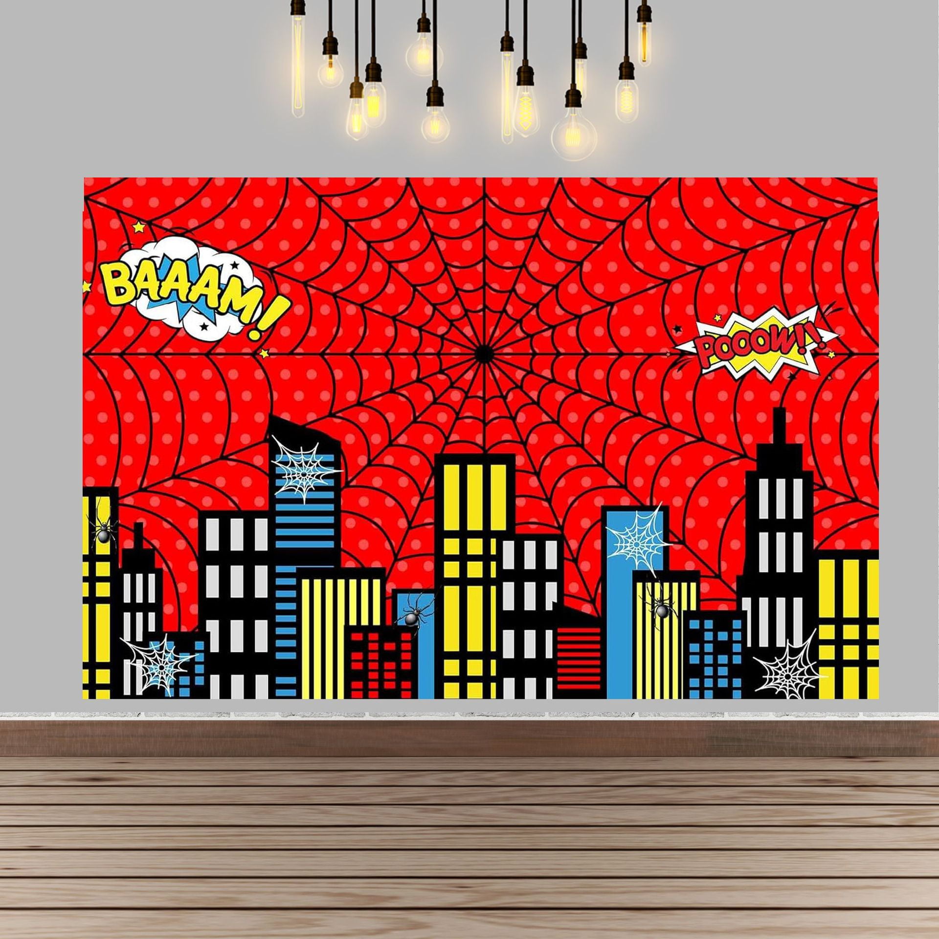 Lheaggik Hero Cityscape Photography Backdrop 5x3ft Comic Buildings for ...