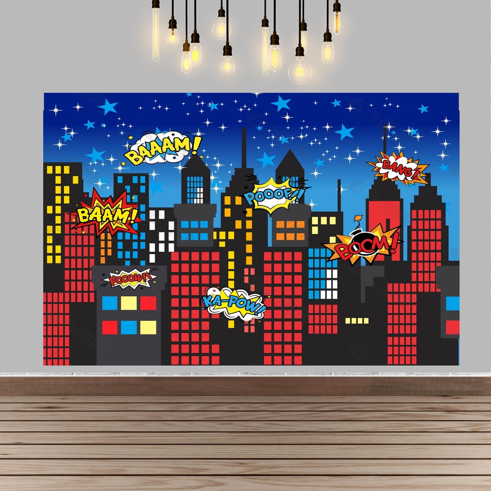 Lheaggik Hero Cityscape Photography Backdrop 5x3ft Comic Buildings for ...