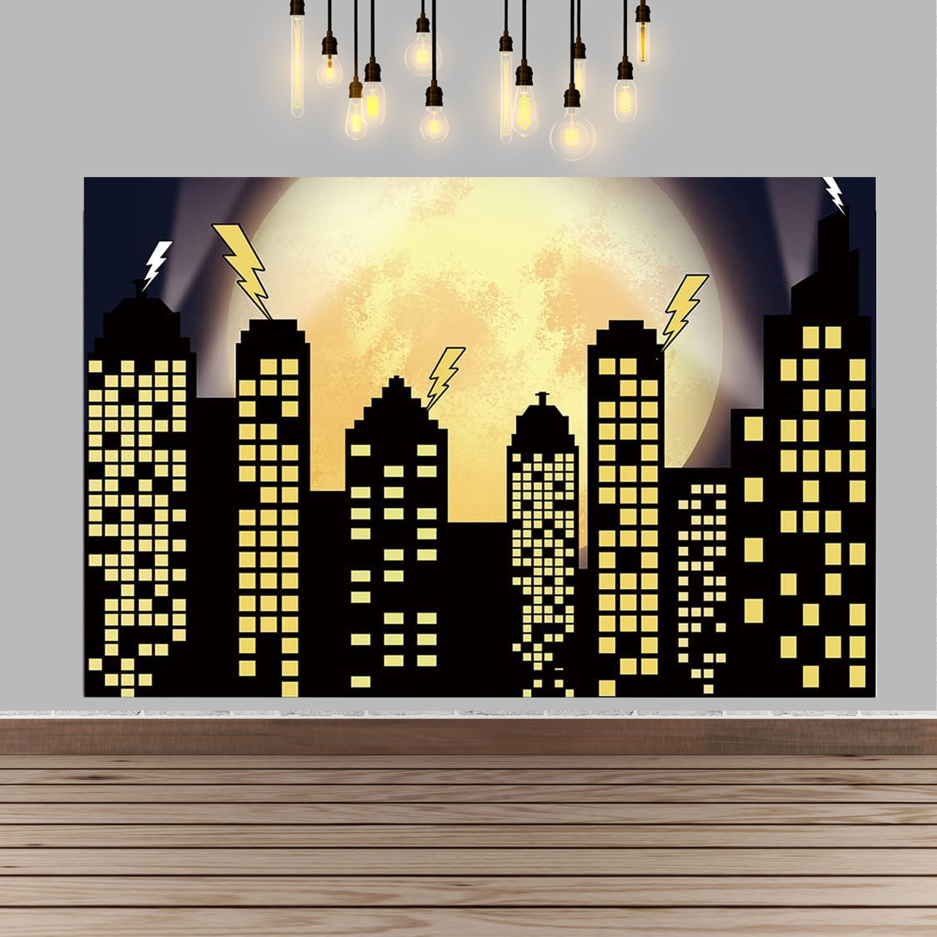 Lheaggik Hero Cityscape Photography Backdrop 7x5ft Comic Buildings for ...