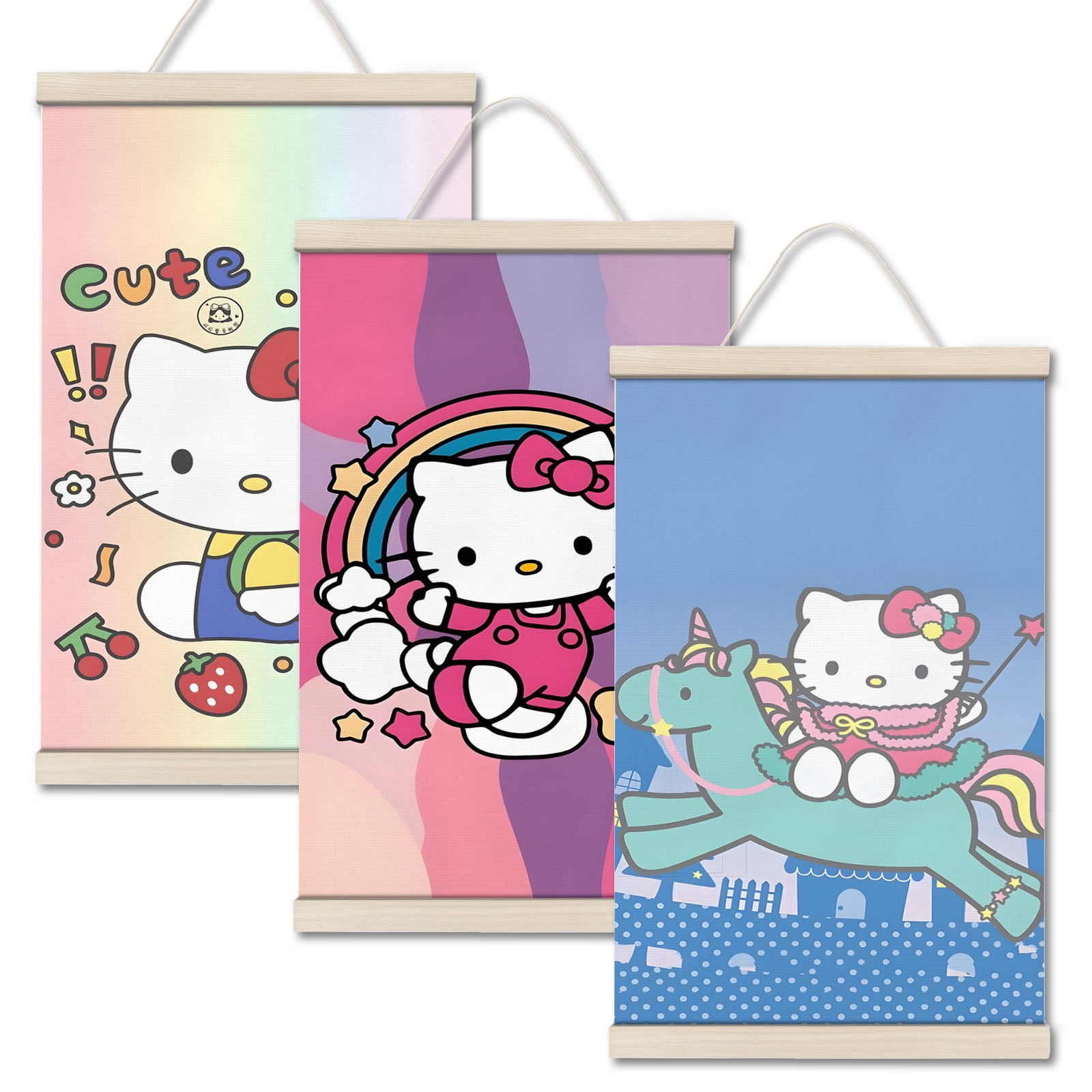 Lheaggik Shaft Hanging Banner Hello Kitty Poster Wall Canvas Artwork ...