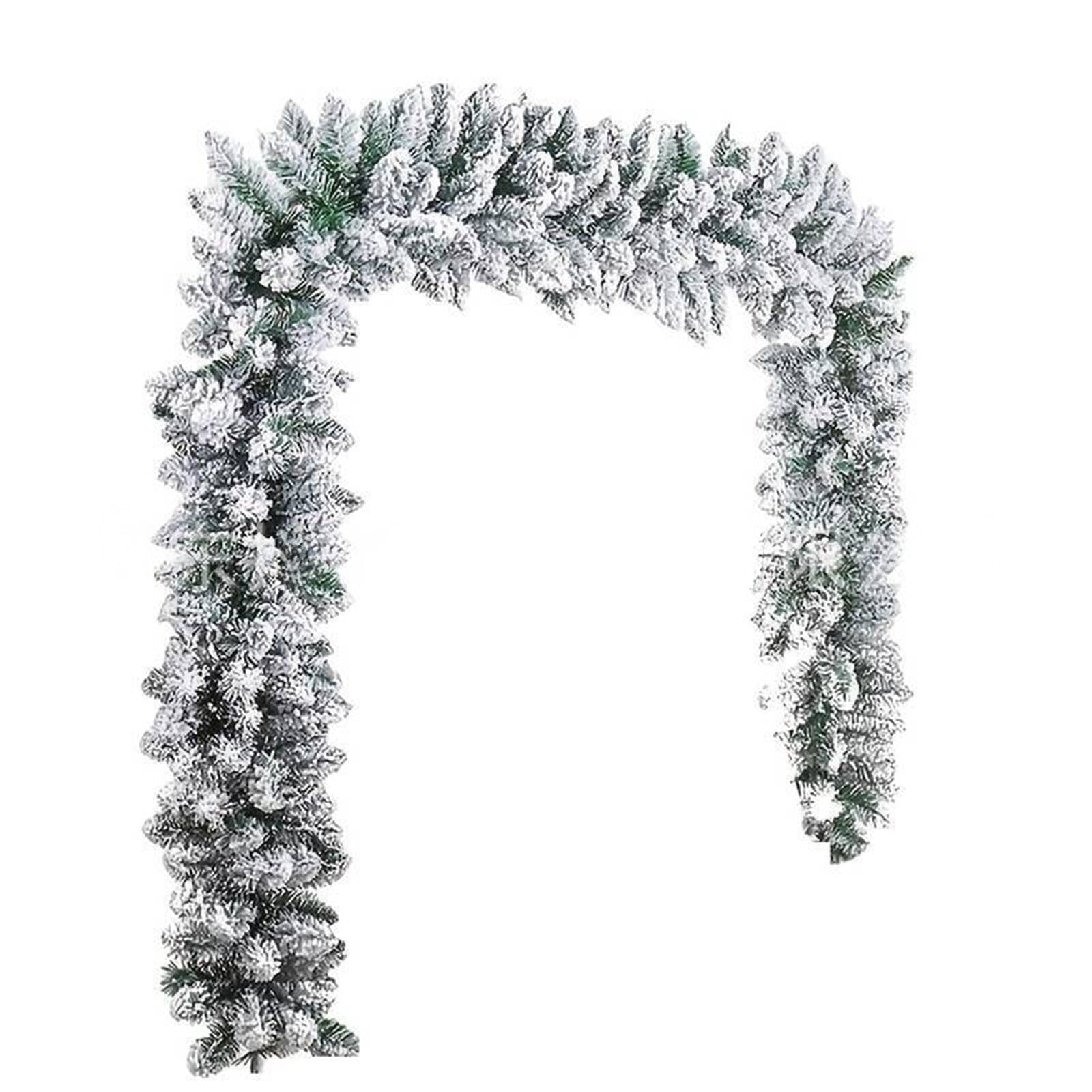 Lhrmh Snow Flocked Christmas Garland, Winter Frosted Artificial Plastic ...