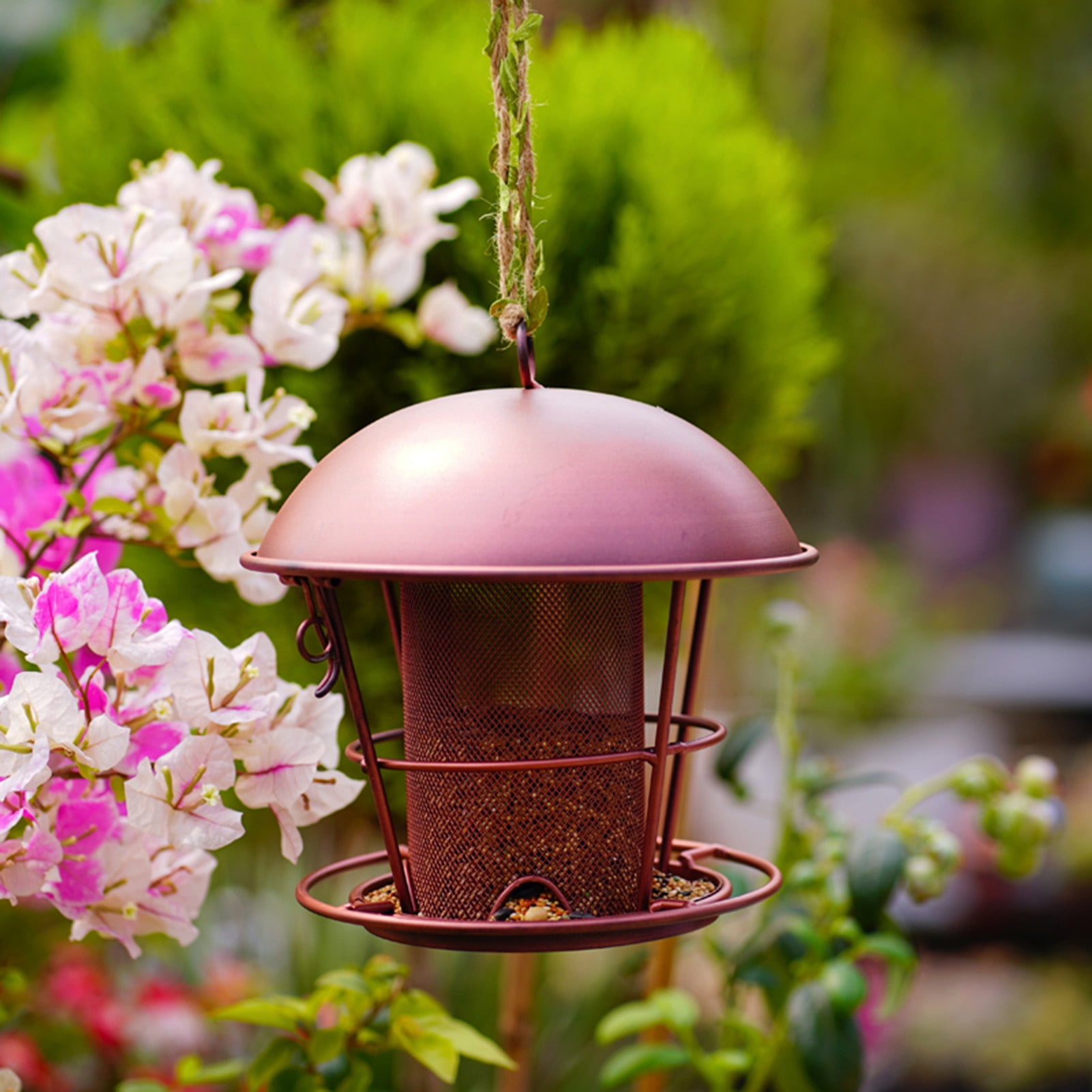 Lhujing Metal Outdoor Bird Feeder Outdoor Hanging Bird Feeder With Metal Construction And Large