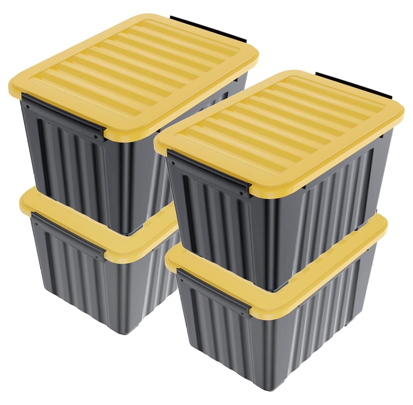 Li Jin Peng 72 Quart Plastic Storage Bin, Stackable and Nestable Storage Boxes with Yellow Lids ...