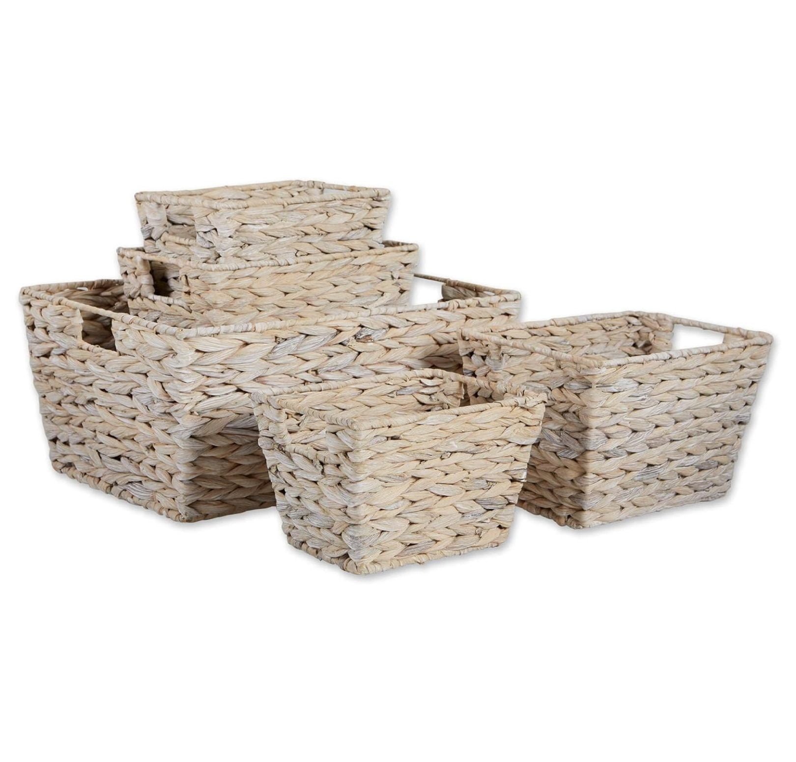 Li Jin Peng Hyacinth Collection Storage Baskets, White Wash, Large Set, Assorted Sizes, 5 Piece ...