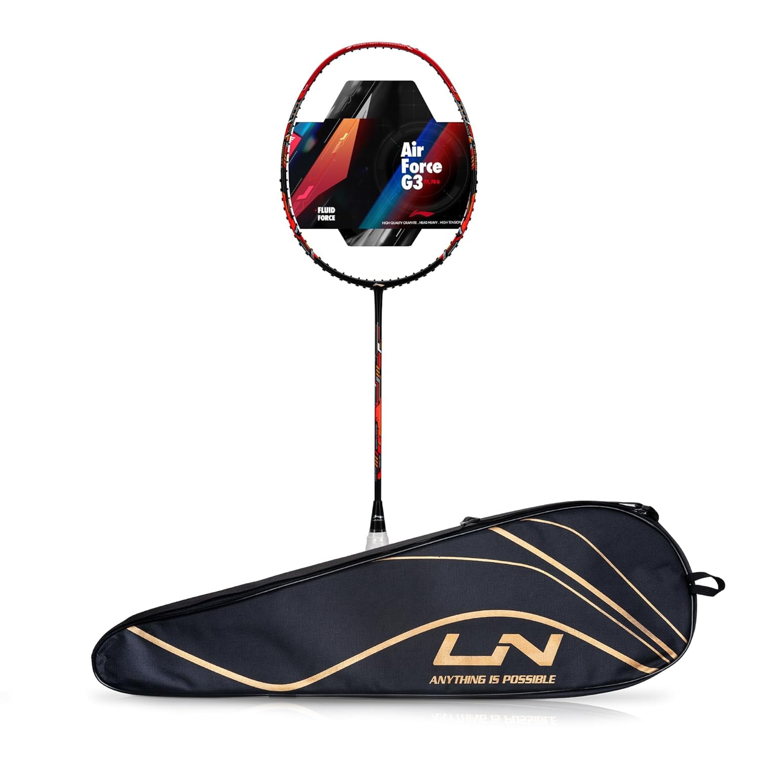 Li-Ning Air-Force 77 G3 Carbon Fibre Strung Badminton Racket With Full ...