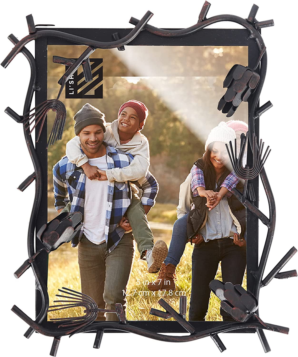 Li'Shay 7x5 Picture Frame Rustic Pine Metal Frame for Standard Sized ...