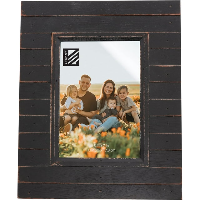 Li'Shay Black Planks Wood 5x7 Picture Frame Rustic Home Décor - Walmart.com