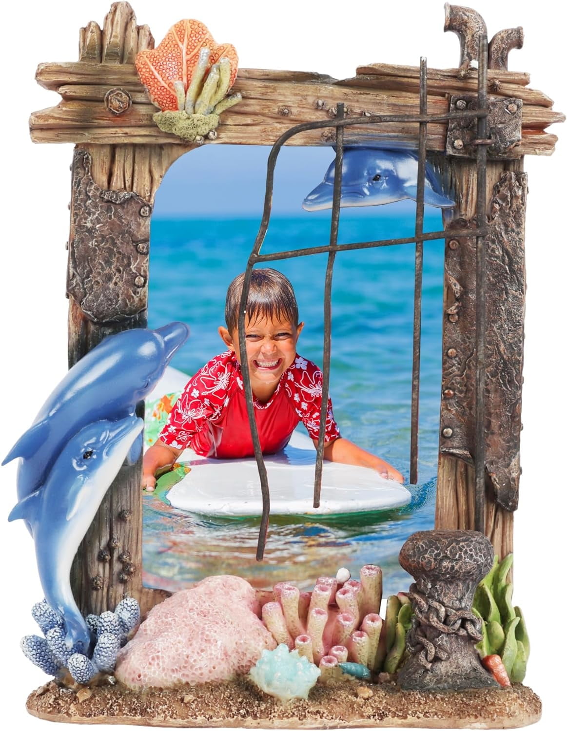 Li'Shay Dolphin Picture Frame for 4x6 Photo Ocean Floor Scene - Metal ...