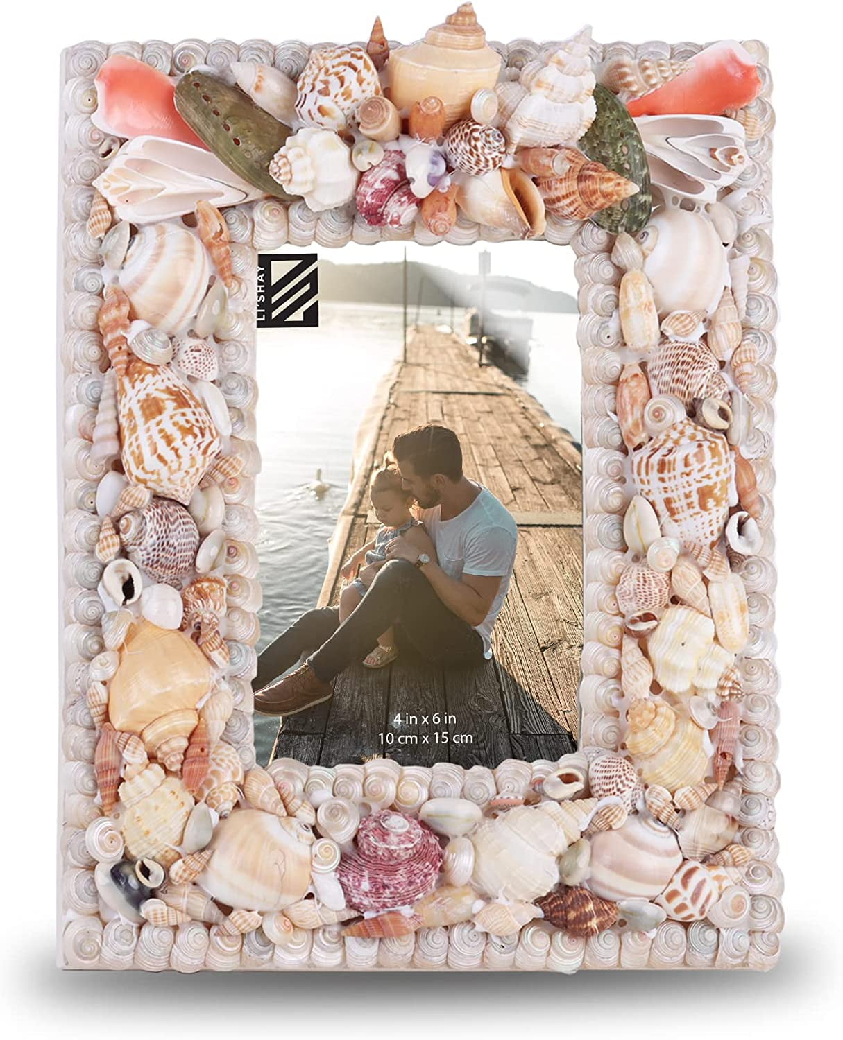 Li'Shay Photo Frame Beach Theme Seashell Covered Real Shell Picture ...