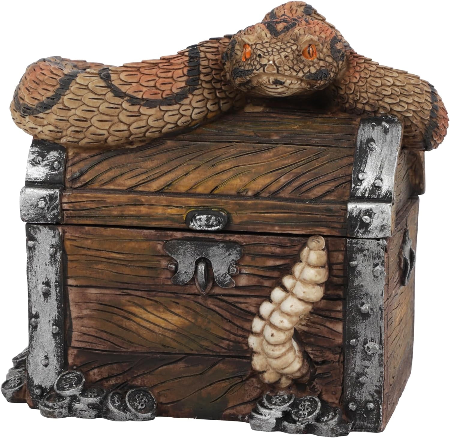 Li'Shay Polyresin Snake Keepsake Treasure Chest Trinket Box-Wooden ...