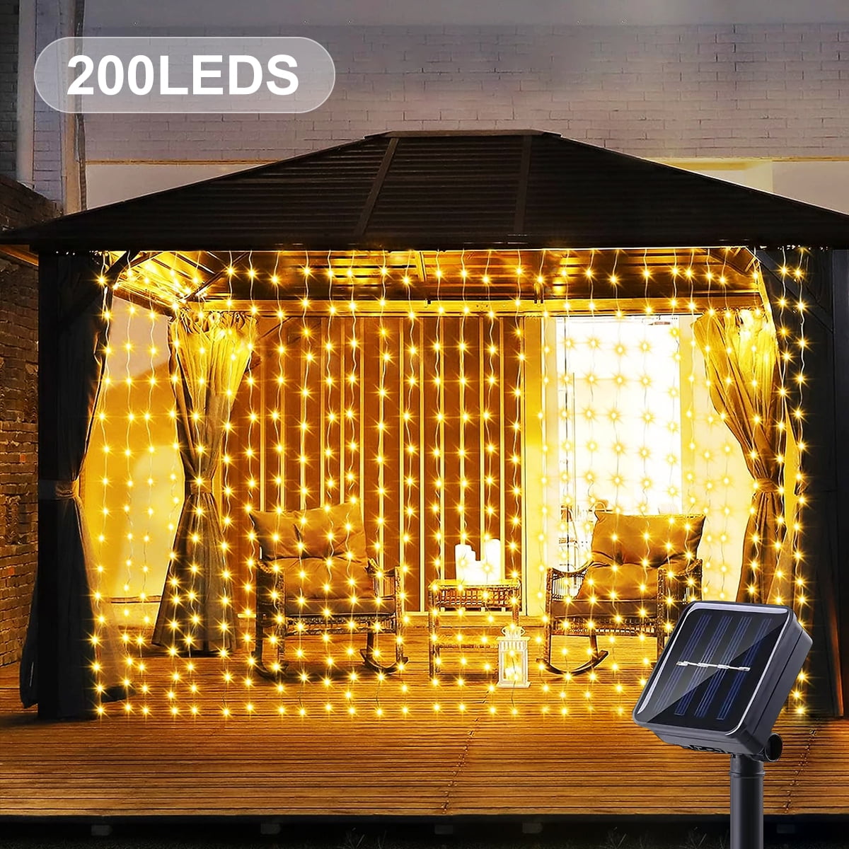 Li Xianchai 1pc Solar Curtain String Lights Outdoor Fairy Lights Solar ...
