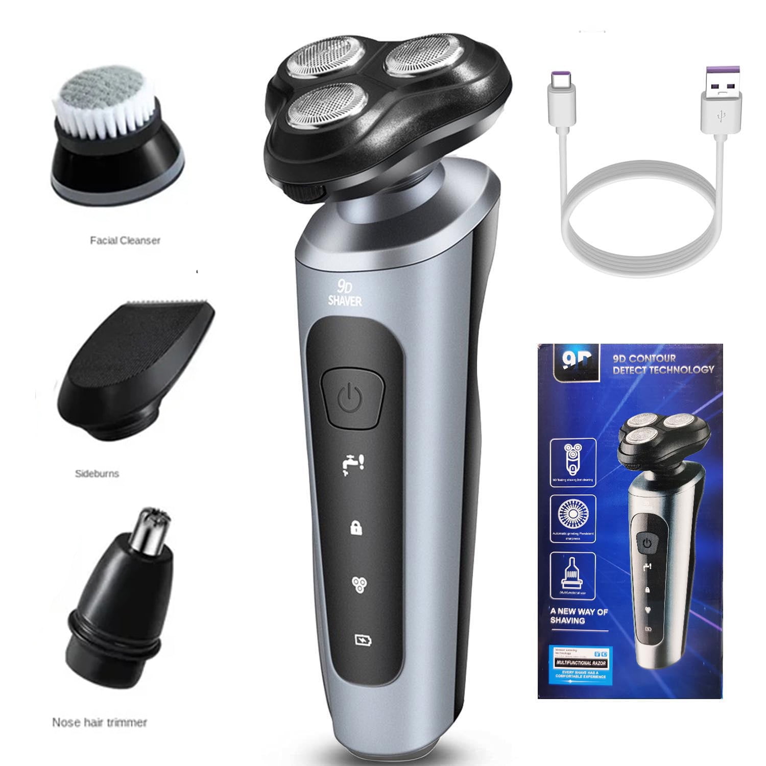 Li XianchaiNew 9D Man Electric Razor Face Shaver USB Full-body Wash ...