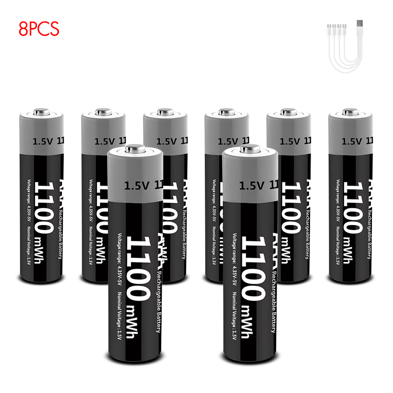 Li-ion AAA and AA Rechargeable Batteries USB Lithium-ion 3400mWh 1.5V ...