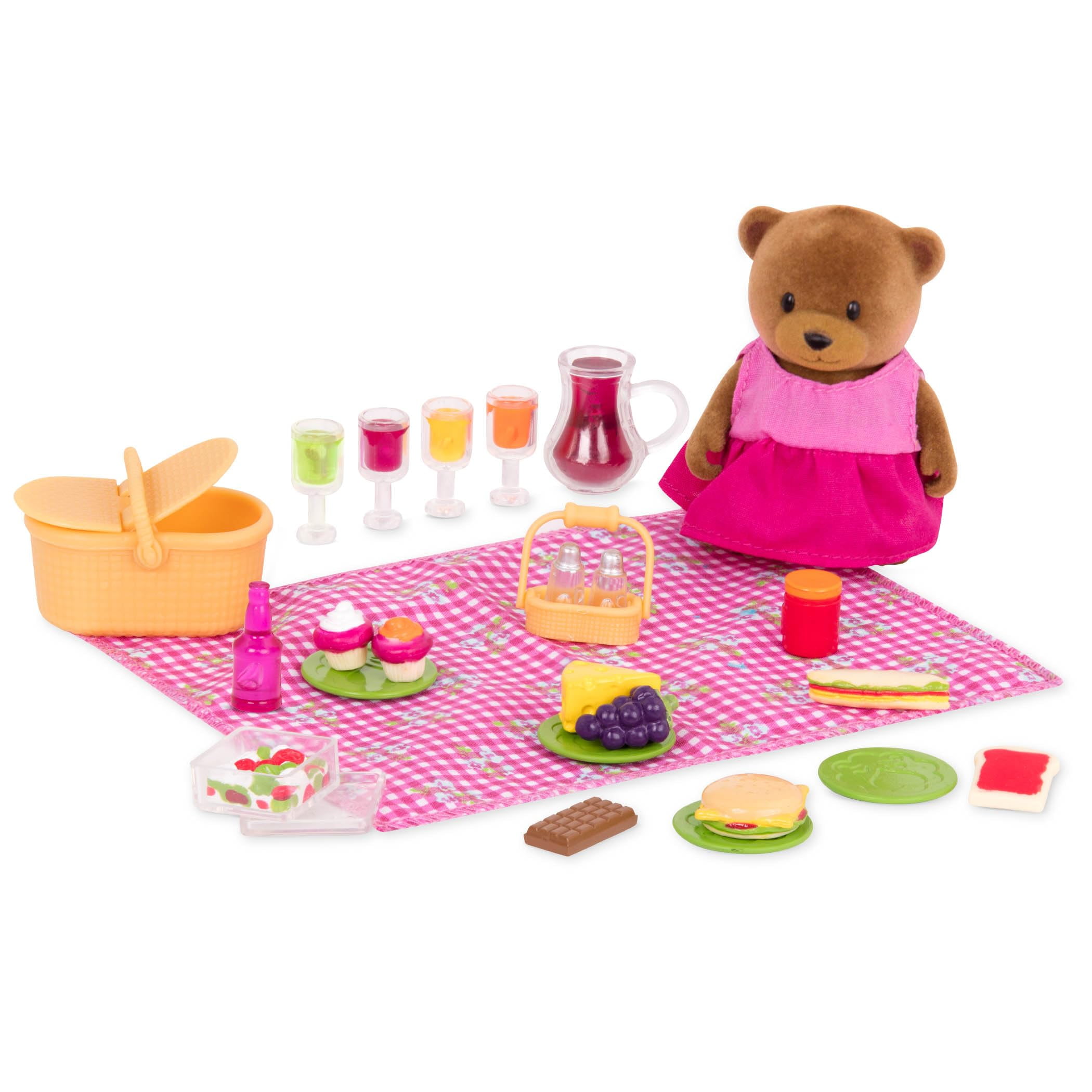 Li’l Woodzeez - 20 Pcs Picnic Playset - Including 1 Baby Bear,Toy ...