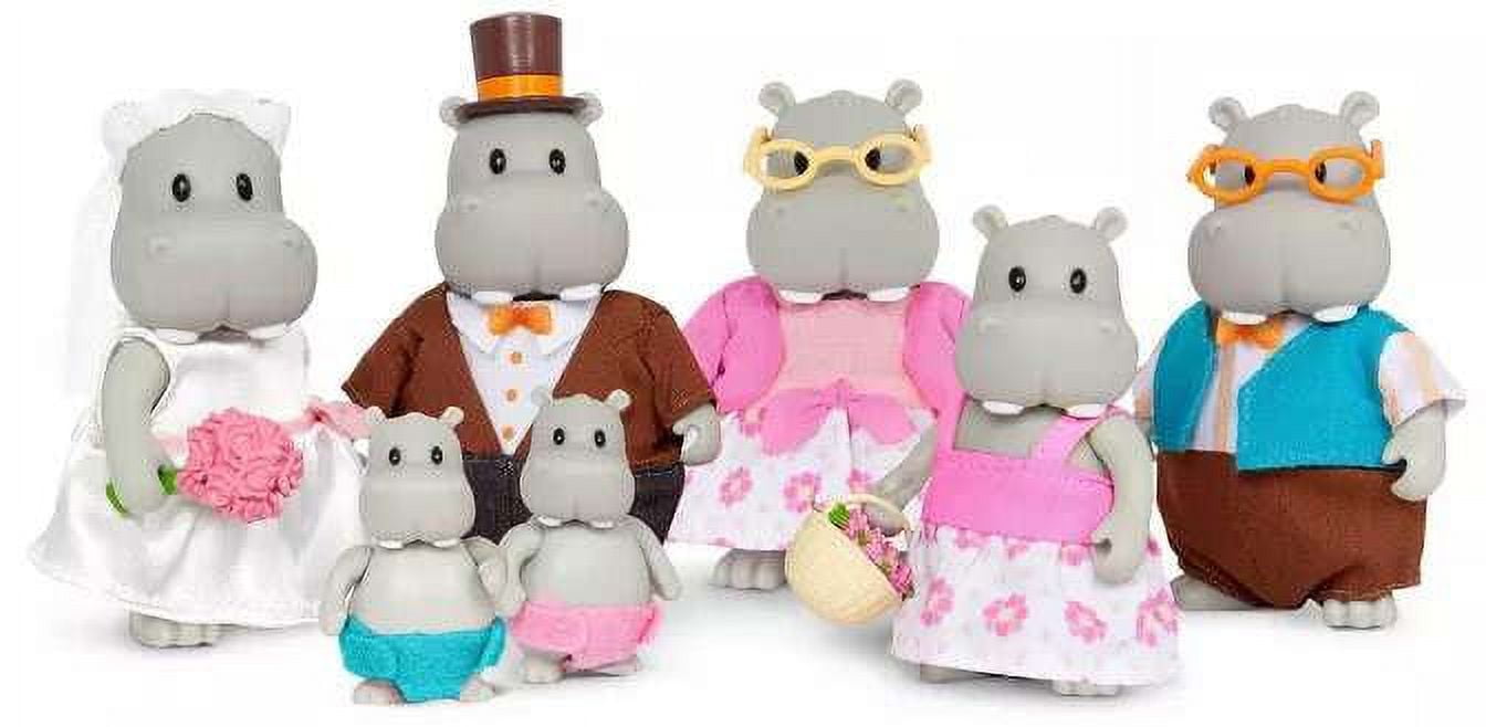 Li'l Woodzeez Famileez Pitterpotemus Hippo Family Figure Set (Wedding ...