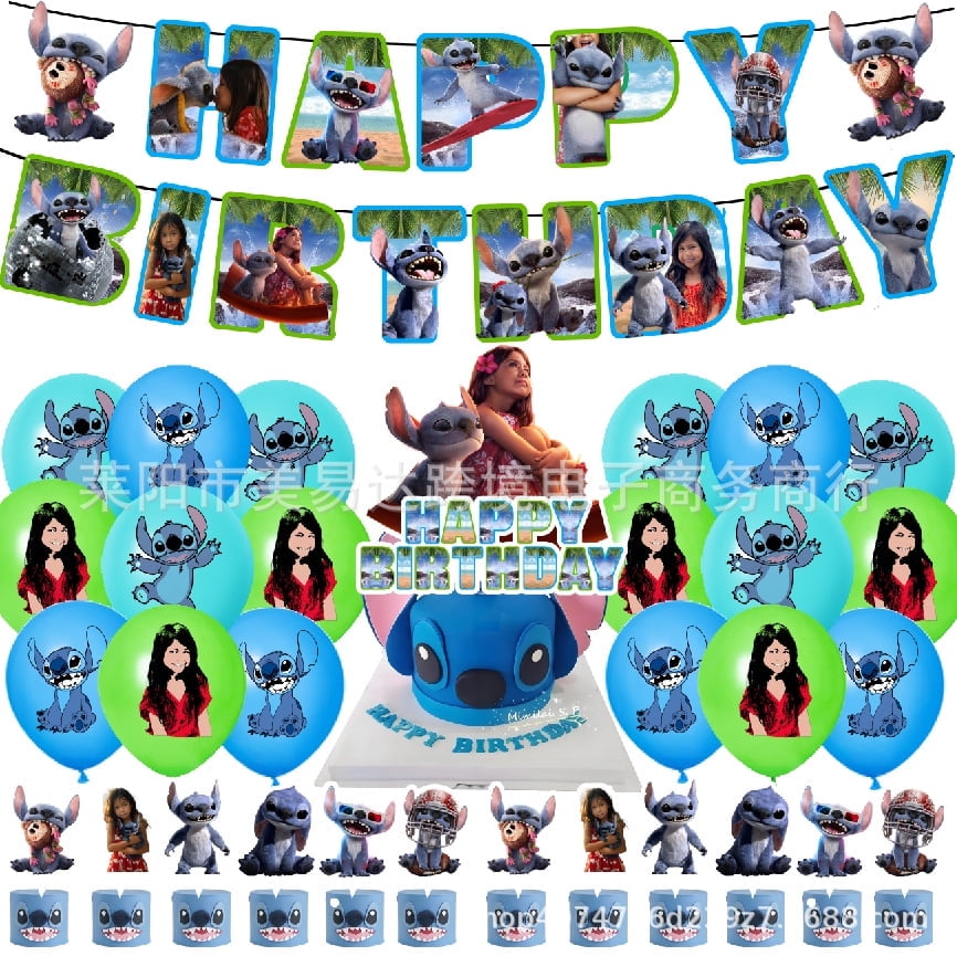 Li-lo Stitch Birthday Party Decorations Set, with Banner, Balloons, Cake Topper, Cupcake Toppers ...
