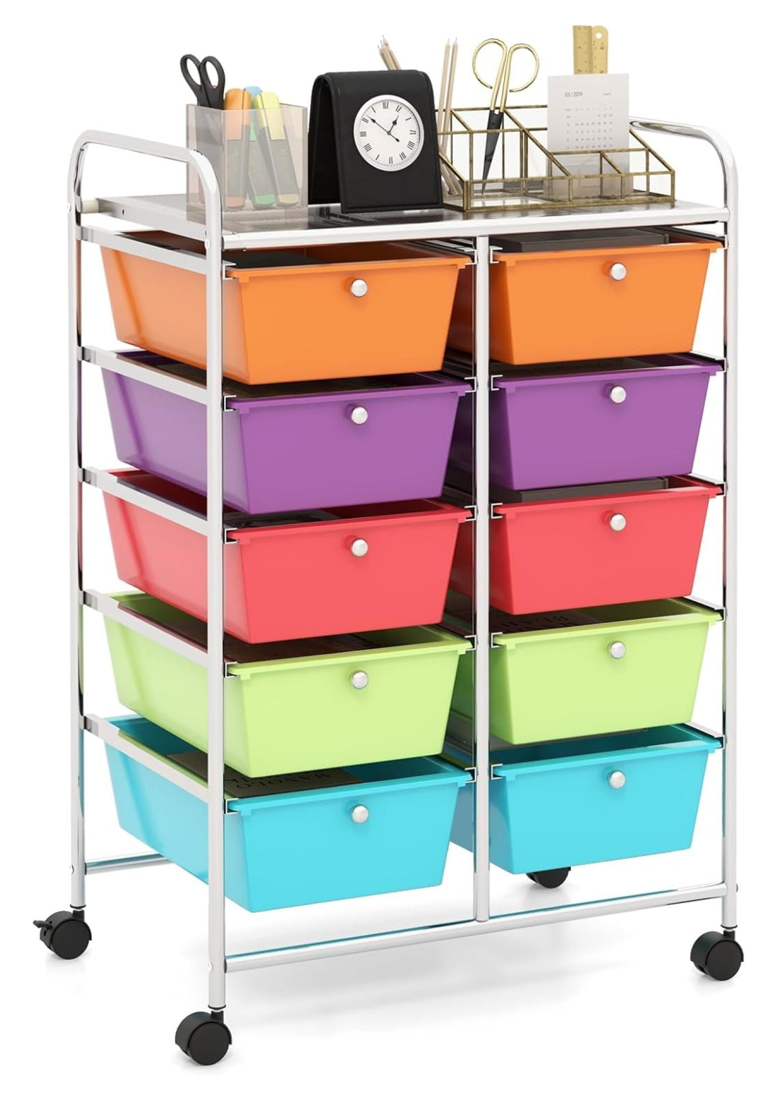 Li shun jin 10-Drawer Rolling Storage Cart, Storage Organizer Cart with ...