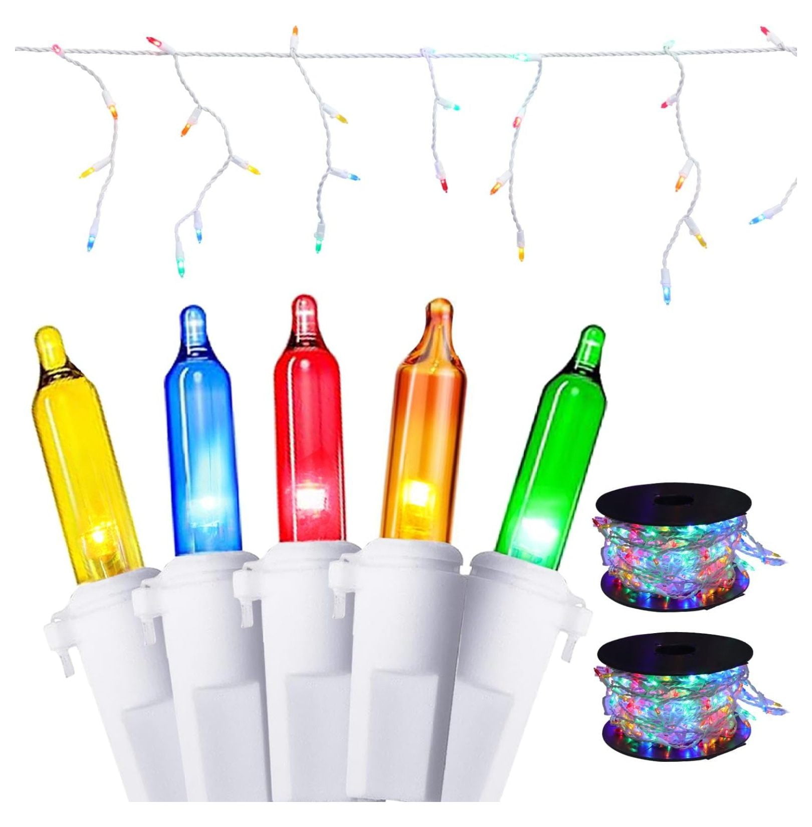 Li shun jin 2 Pack icicle lights with Cord Reel, 46.7 FT 250 LEDs ...