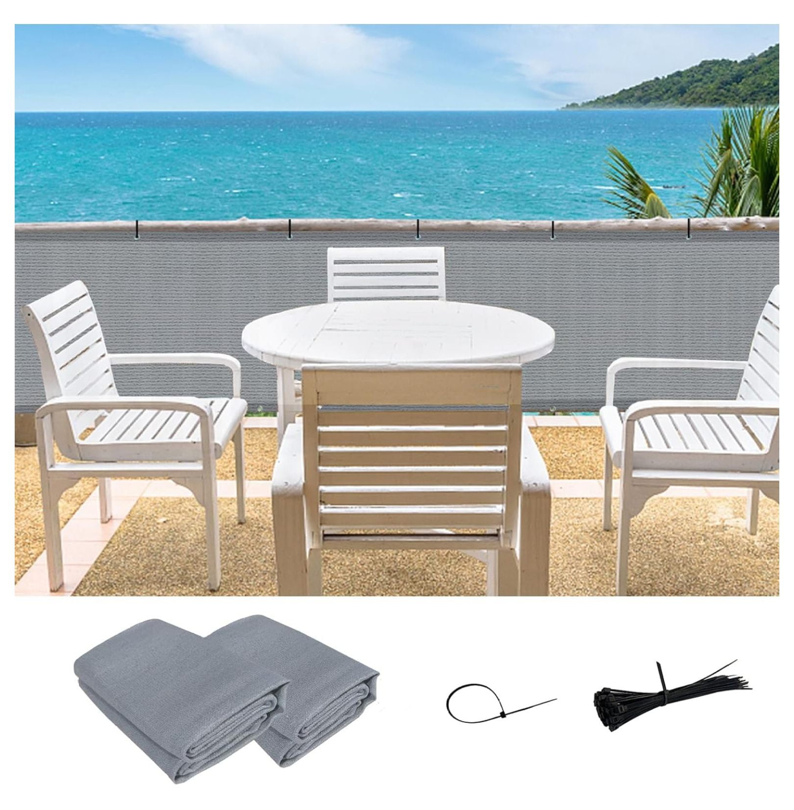 Li shun jin 3'x10' (2 pcs) Grey Balcony Privacy Screen Fence Cover ...