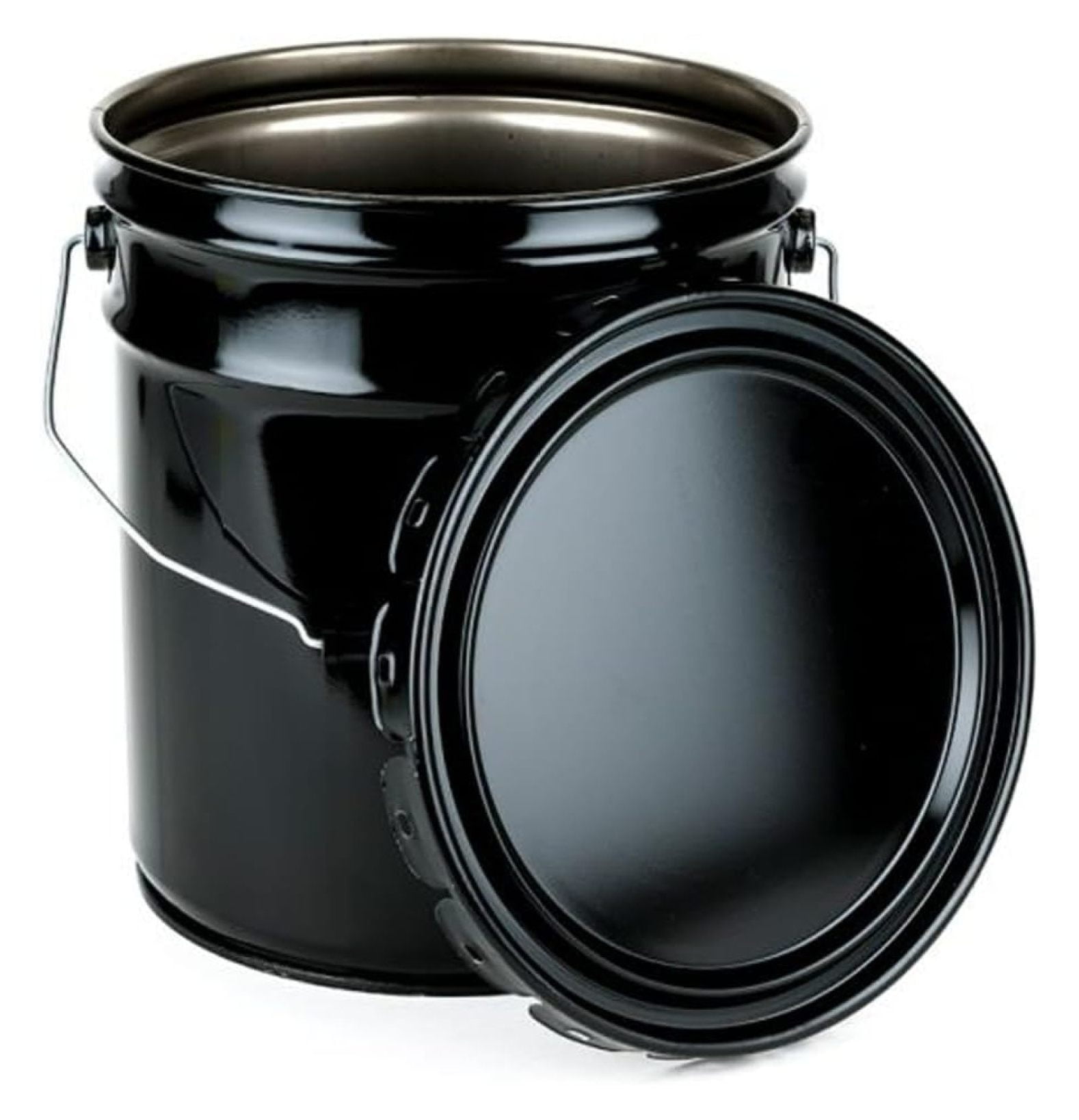 Li shun jin 5 Gallon Black Metal Bucket & Lid, Heavy Duty Durable Pails ...
