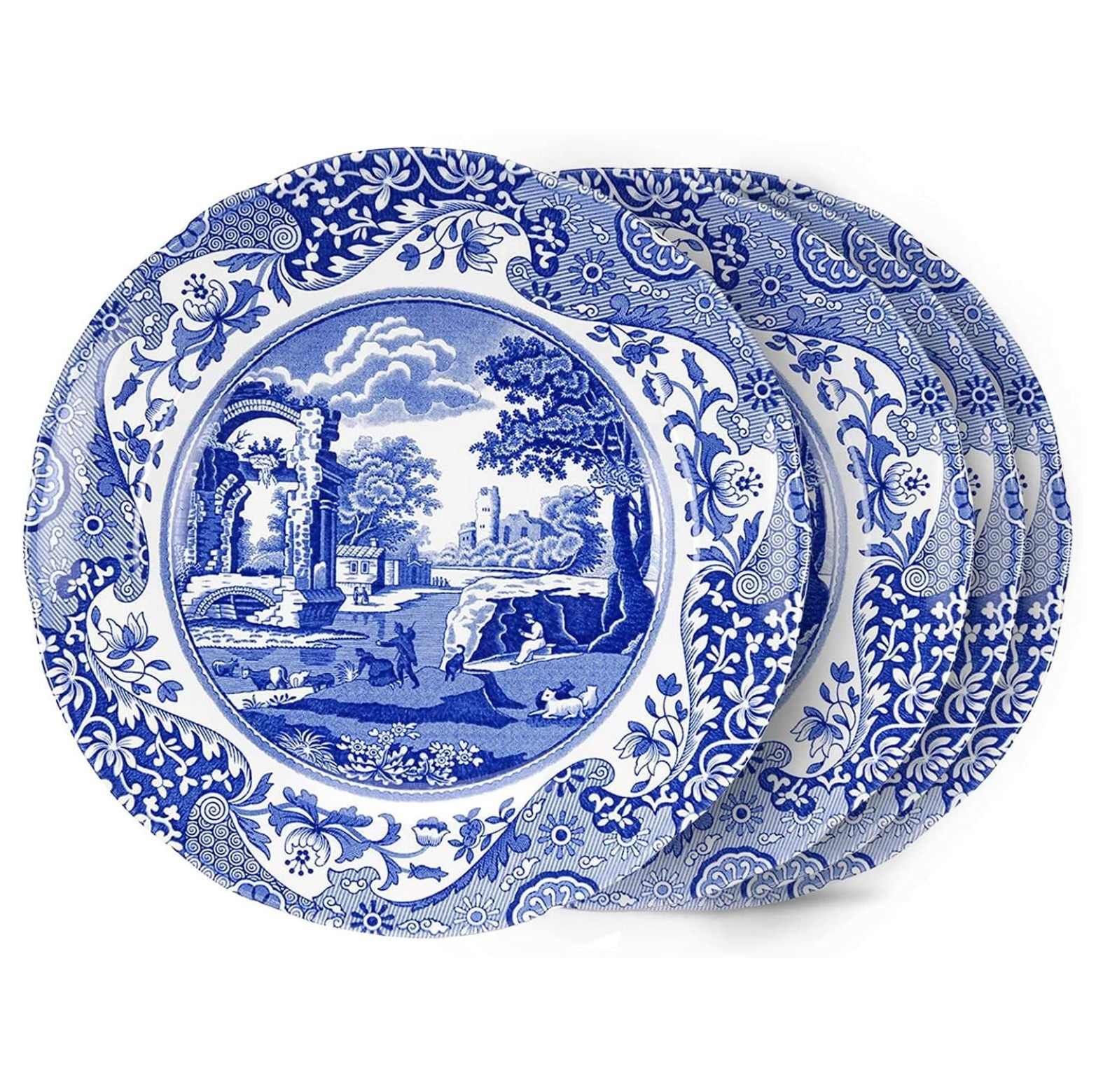 Li shun jin Blue Italian Salad Plates Set of 4, 7.25”, Fine Earthenware ...