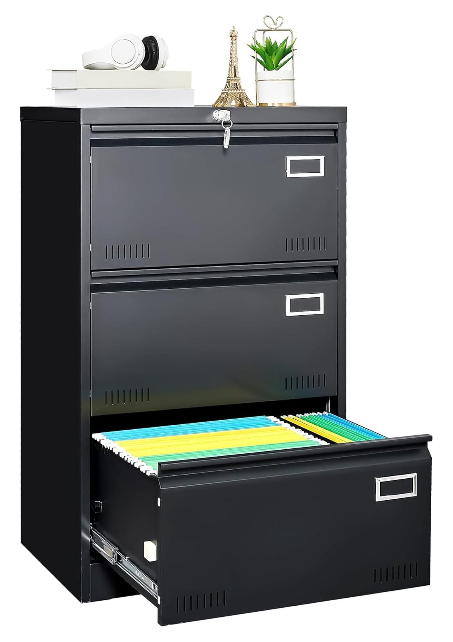 Li shun jin Lateral Filing Cabinet,3 Drawer Locking File Cabinet,Office ...