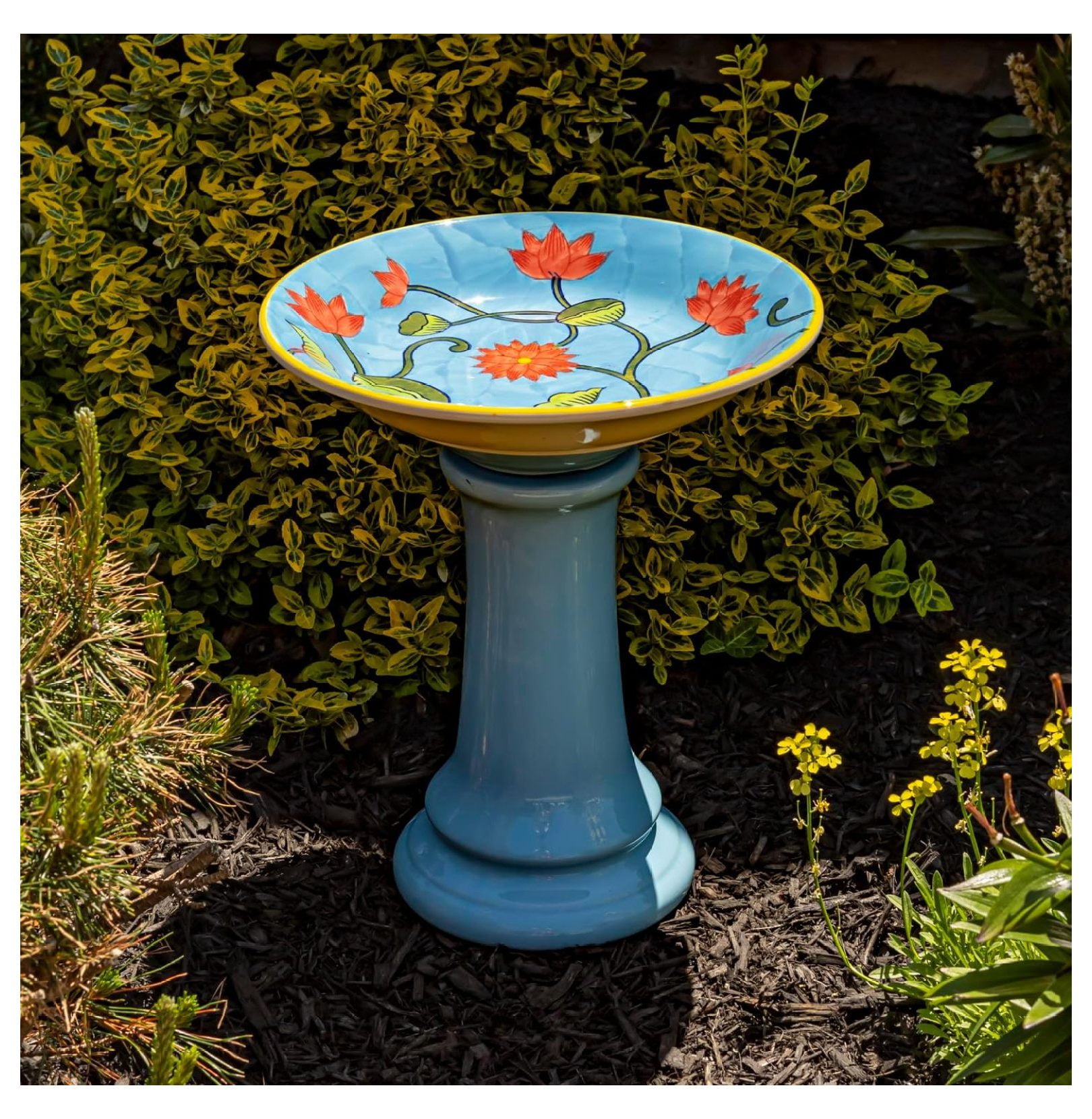 Li shun jin Porcelain Birdbath with Hand Painted Details (15" Tall ...