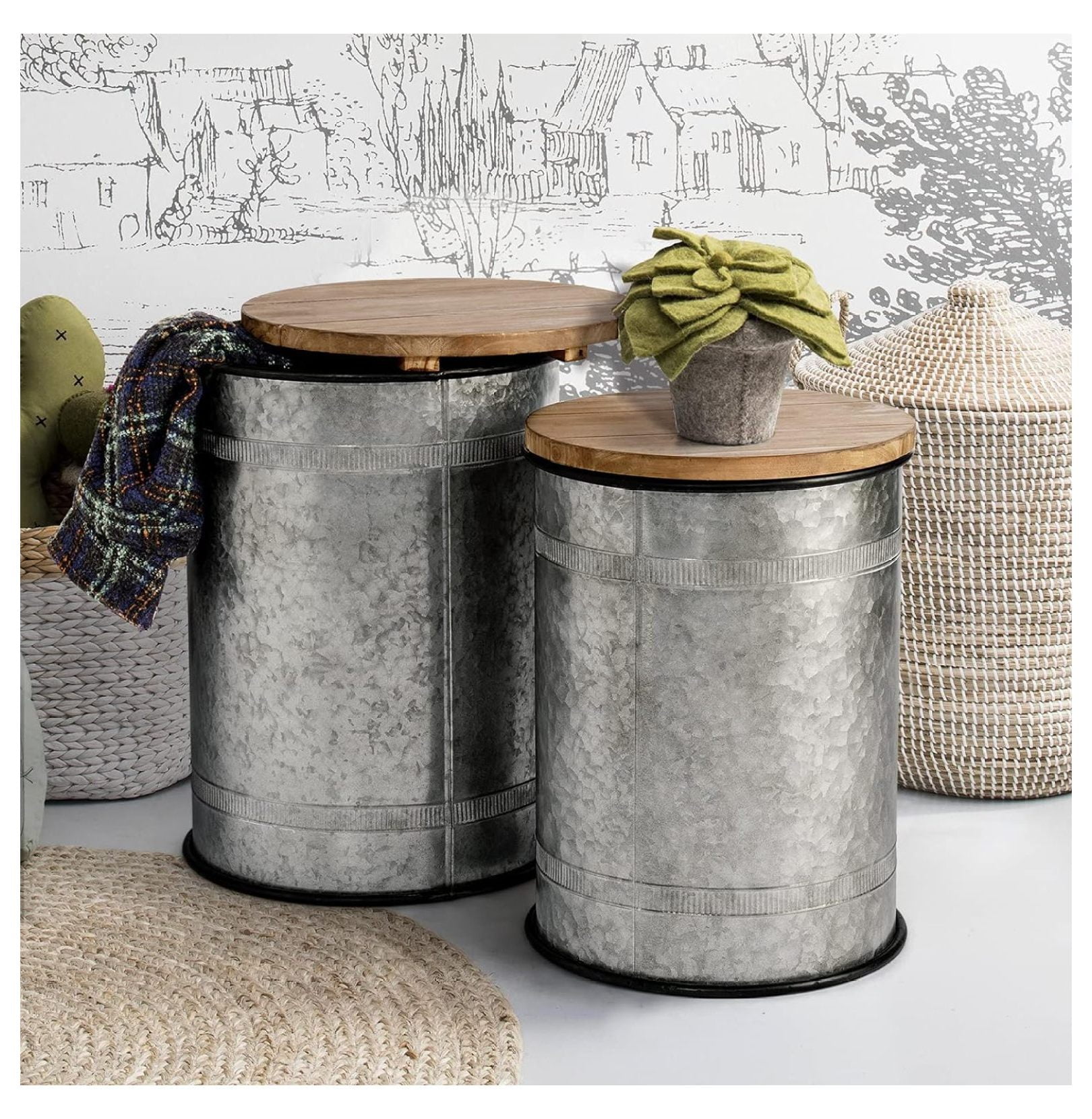 Li shun jin Rustic Storage Bins Farmhouse End Table Farmhouse Furniture ...