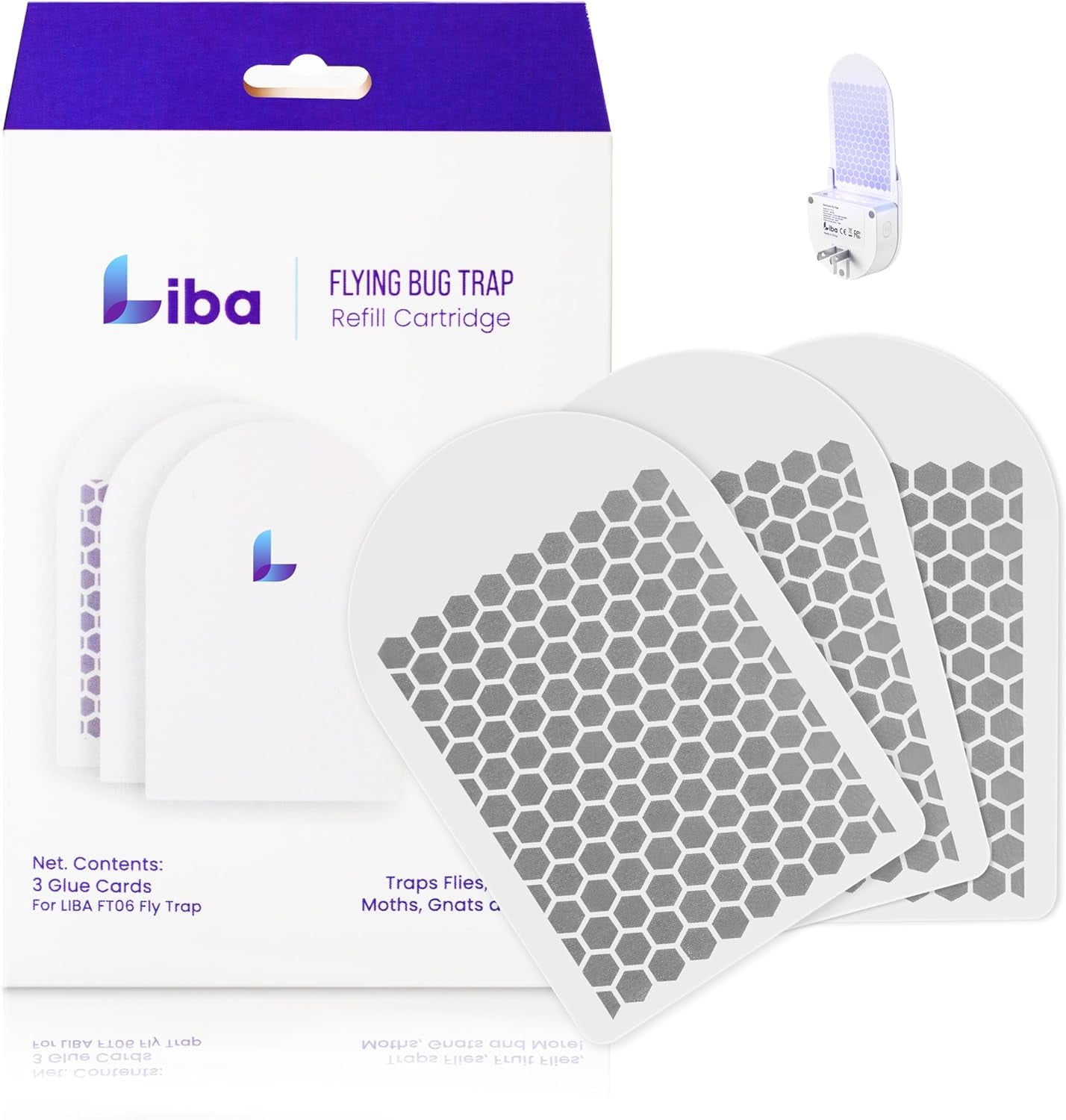 LiBa 3-Pack Glue Card Refill for Indoor Insect Trap, Replacement Boards for Fly and Gnat Control ...